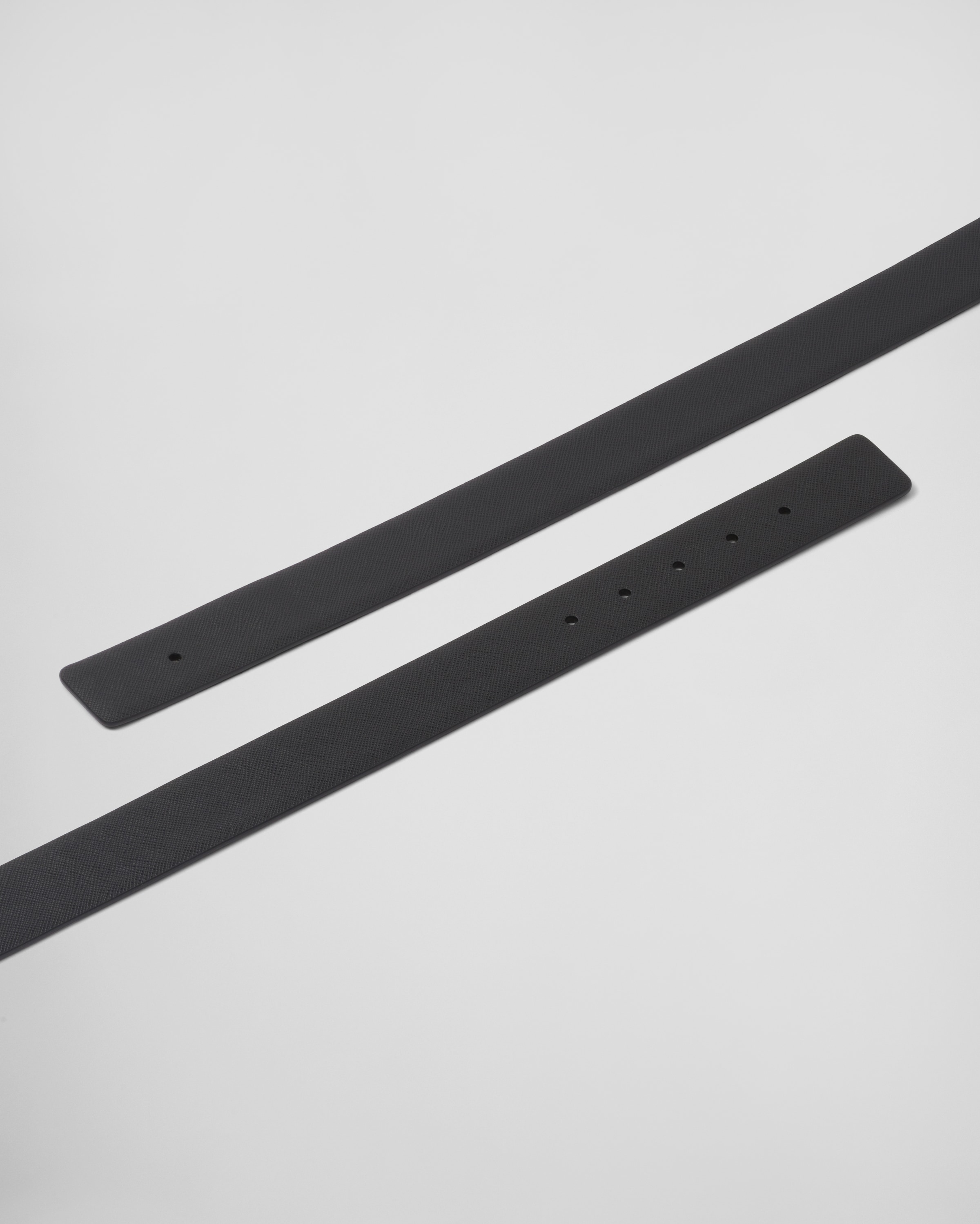 Black Reversible Saffiano Leather Belt Strap | PRADA
