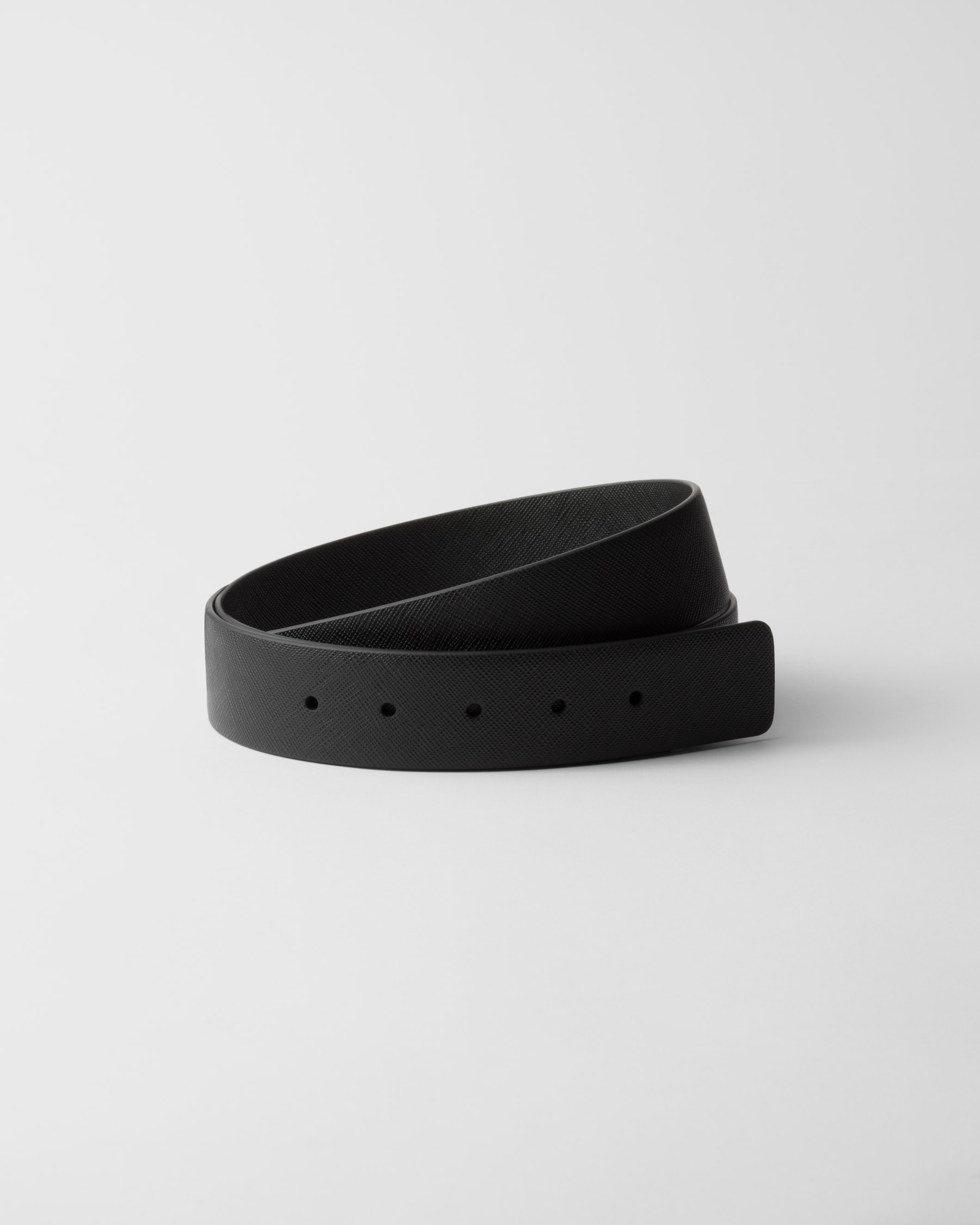 Black Reversible Saffiano Leather Belt Strap | PRADA