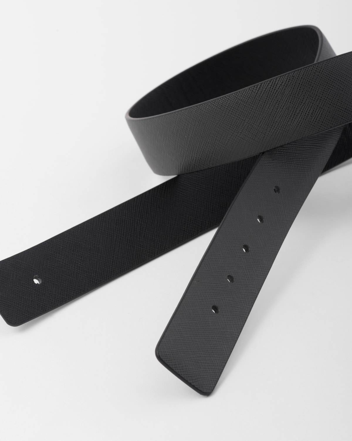 Anthracite Gray/black Reversible Saffiano Leather Belt Strap | PRADA ...