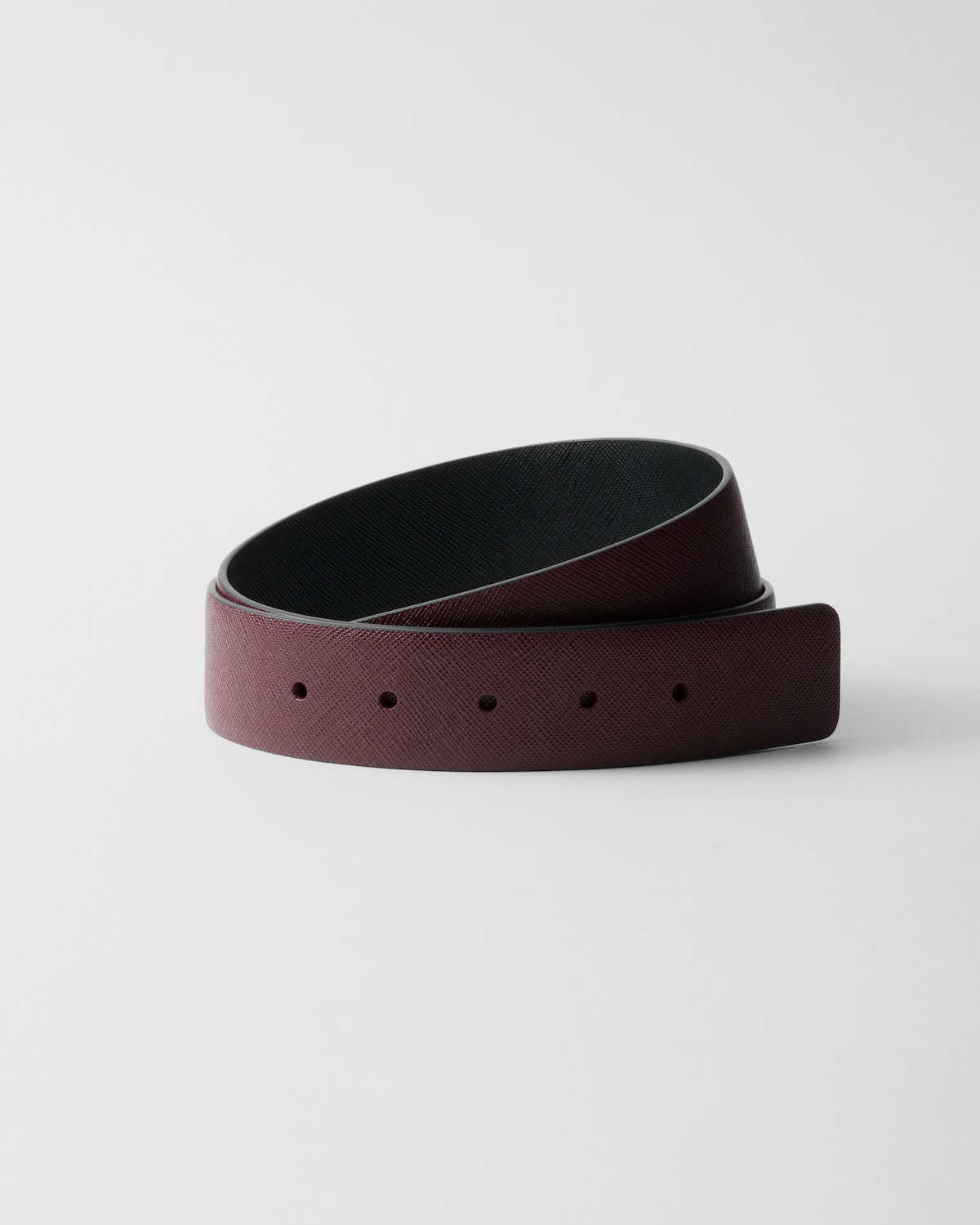 Garnet Red/black Reversible Saffiano Leather Belt Strap | PRADA