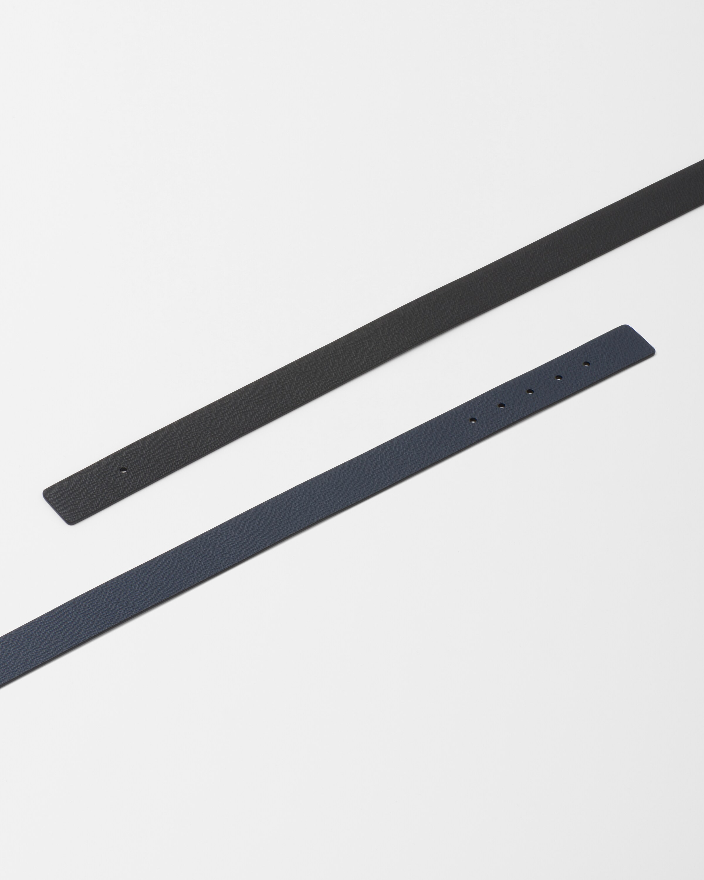 Bluette/black Reversible Saffiano Leather Belt Strap | PRADA