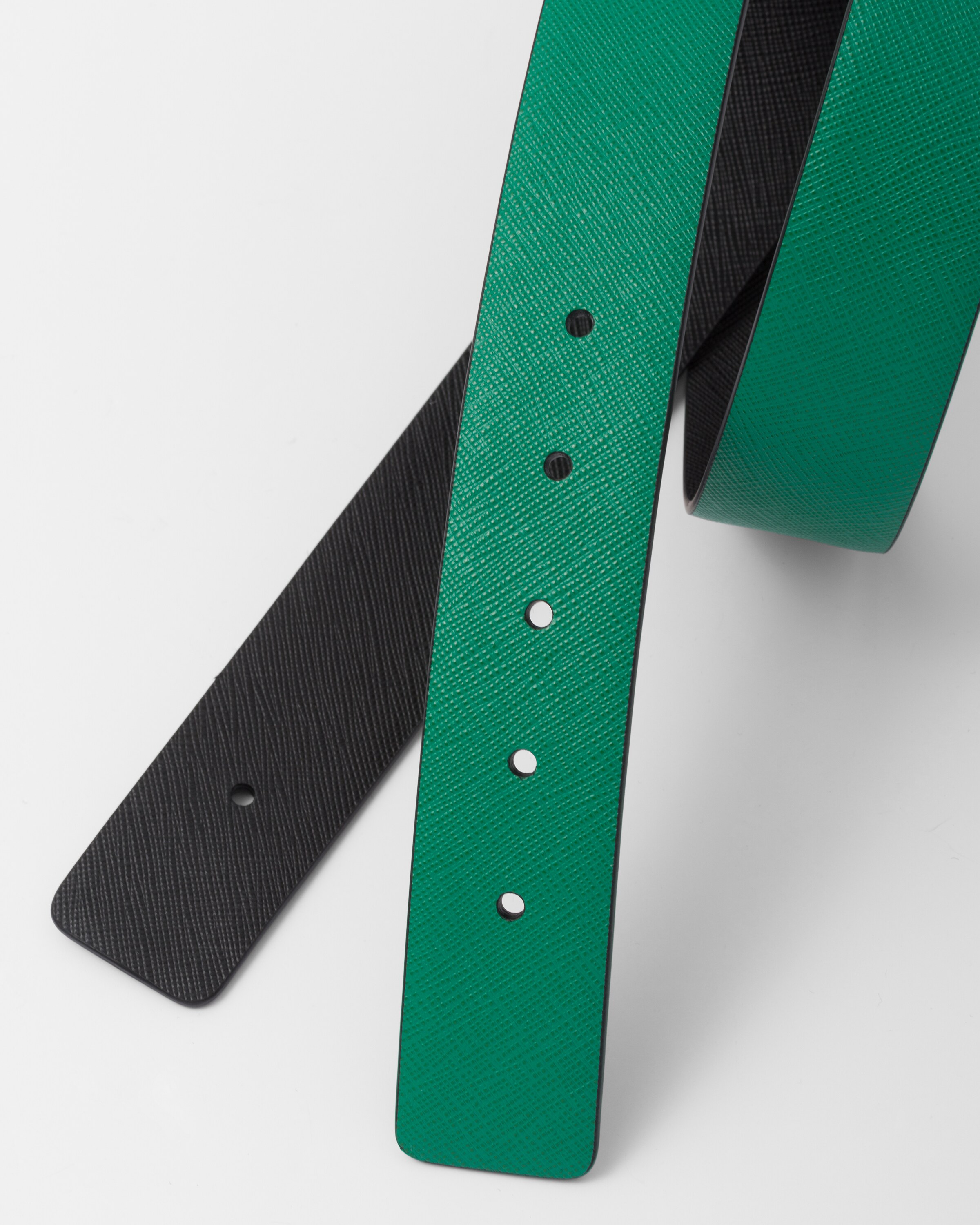 Mango/black Reversible Saffiano leather belt strap | Prada