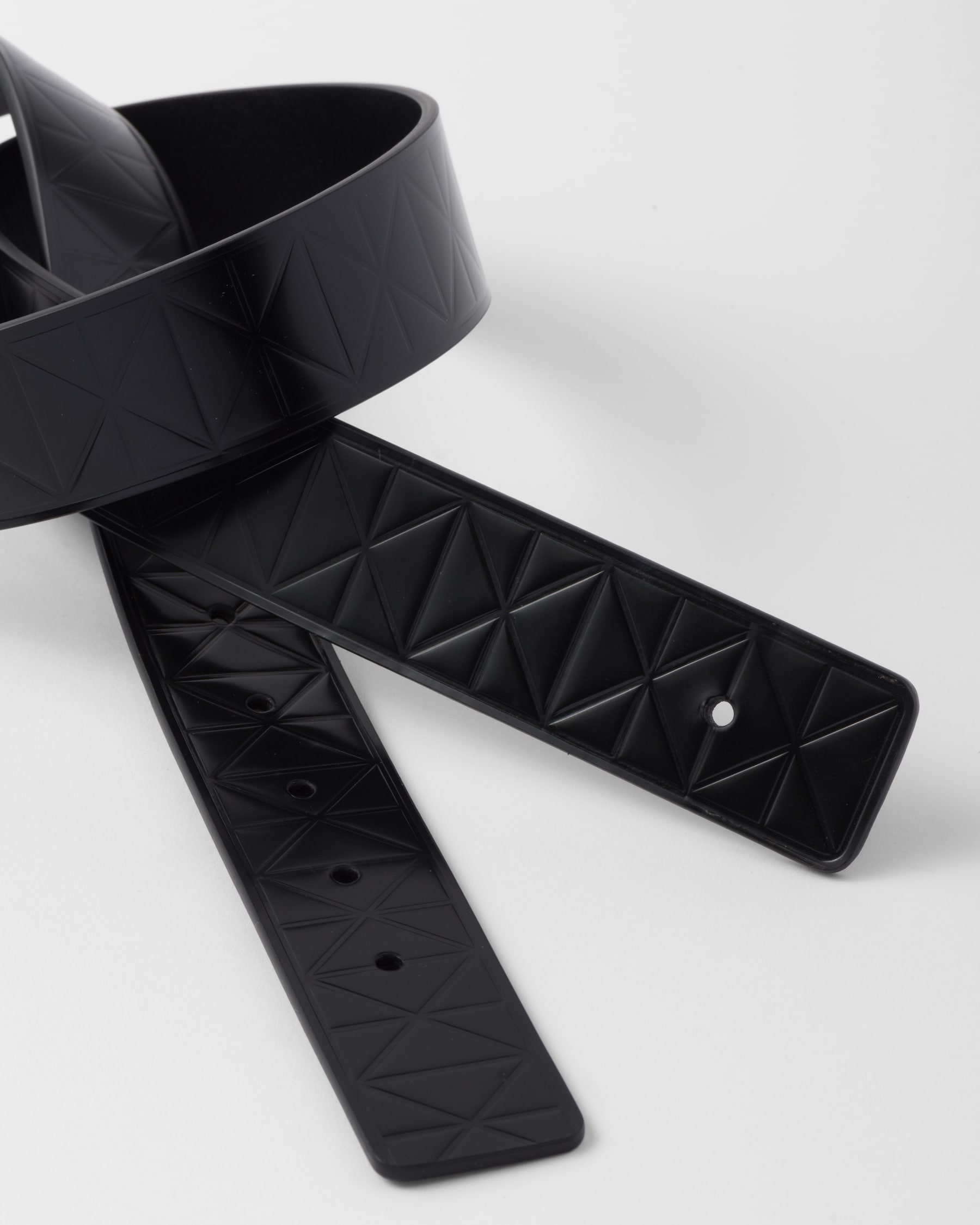 Black Brushed Leather Belt Strap | PRADA