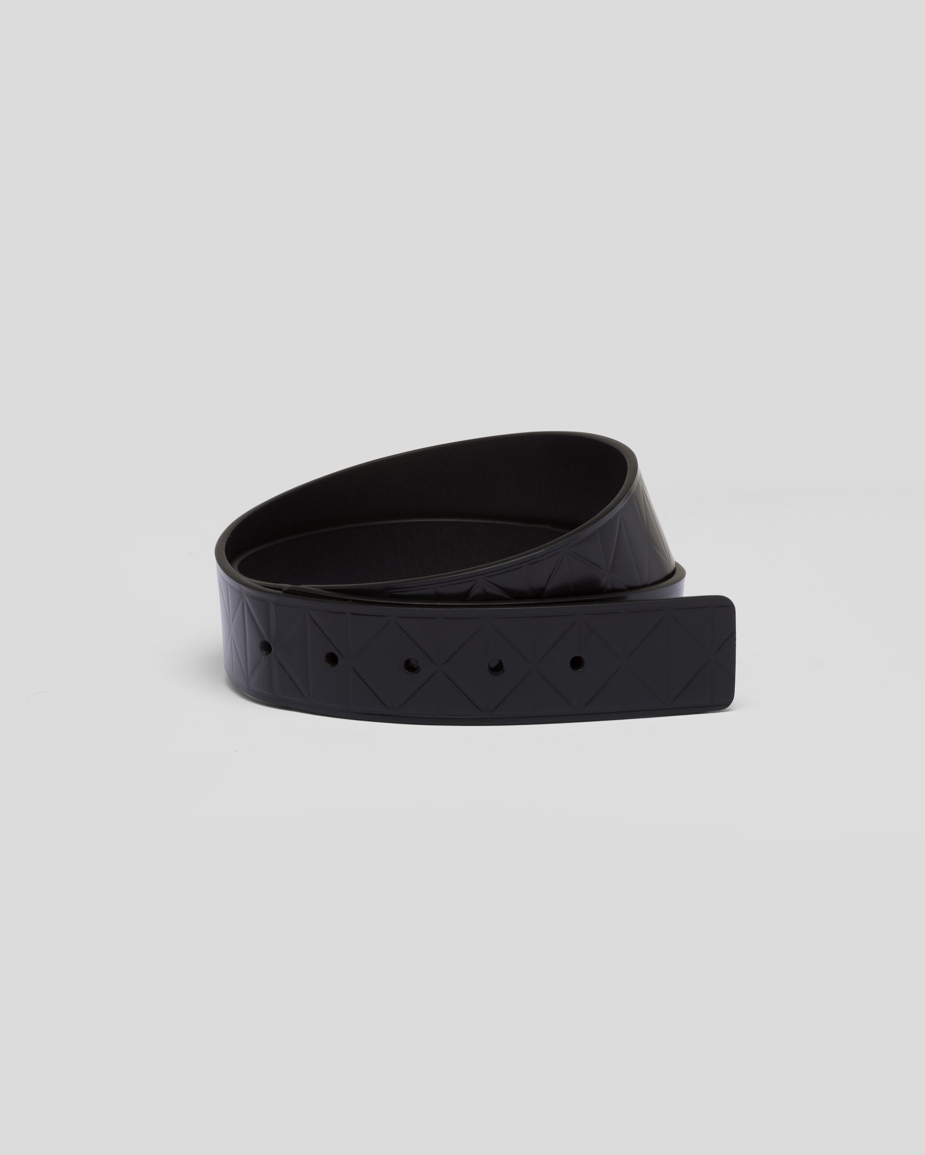 Black Brushed Leather Belt Strap | PRADA