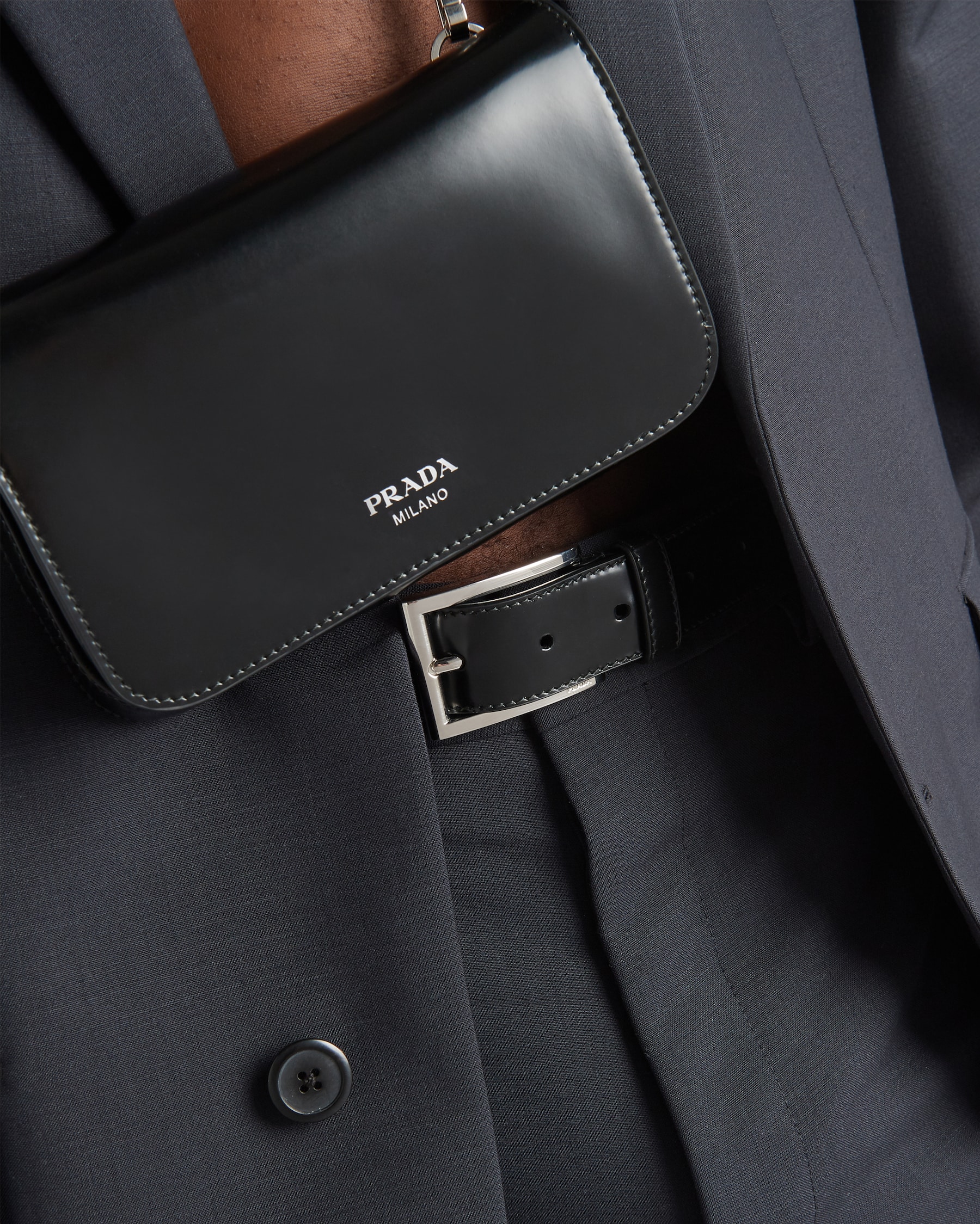 Black Brushed Leather Belt | PRADA