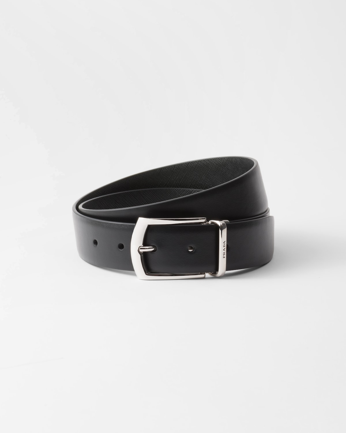 Black Reversible Saffiano And Leather Belt | PRADA - United States
