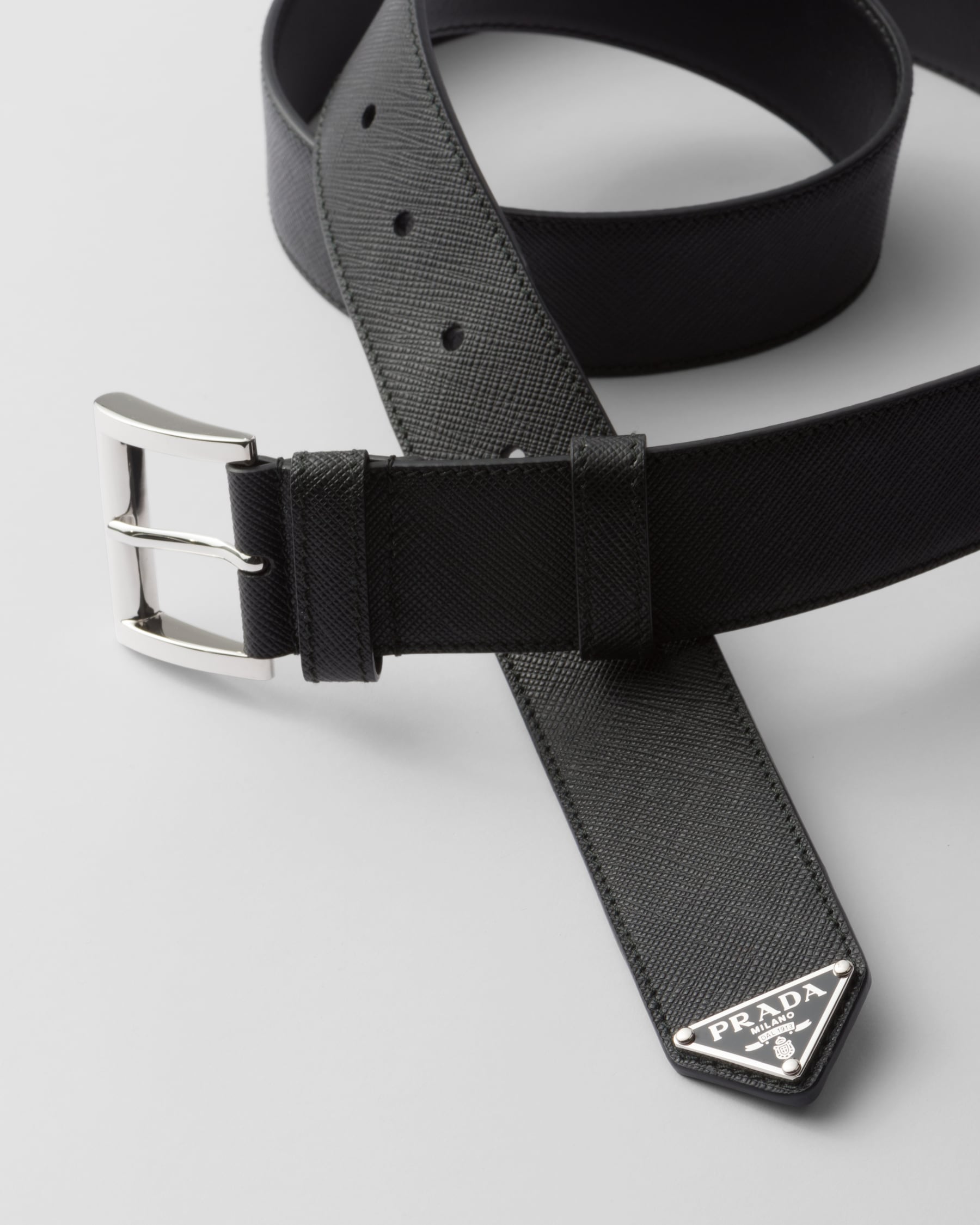 Black Saffiano Leather Belt | PRADA