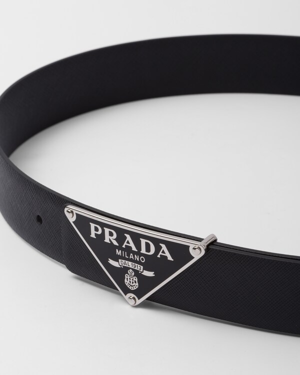Black Enameled Metal Belt Buckle | PRADA