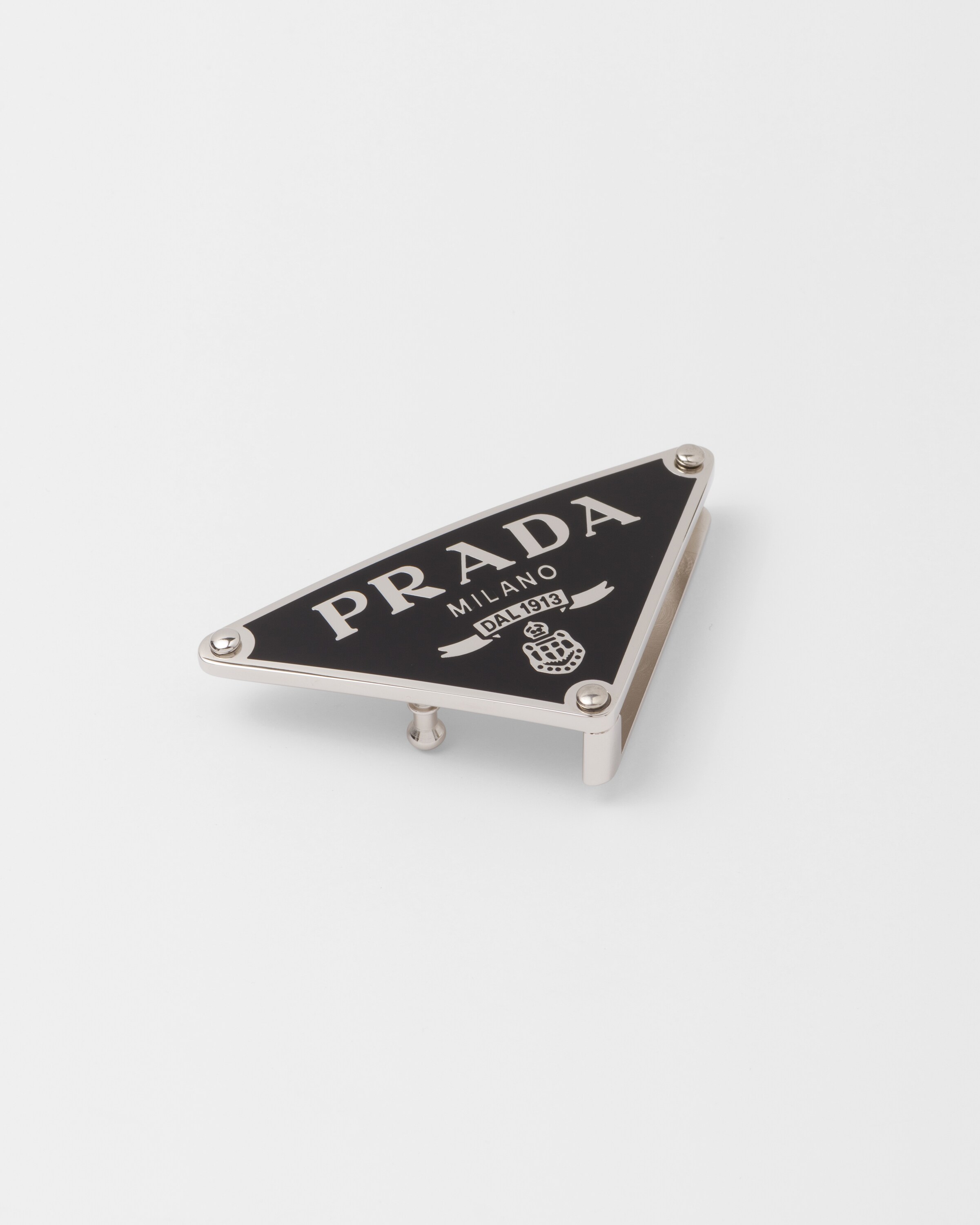 Black Enameled Metal Belt Buckle | PRADA