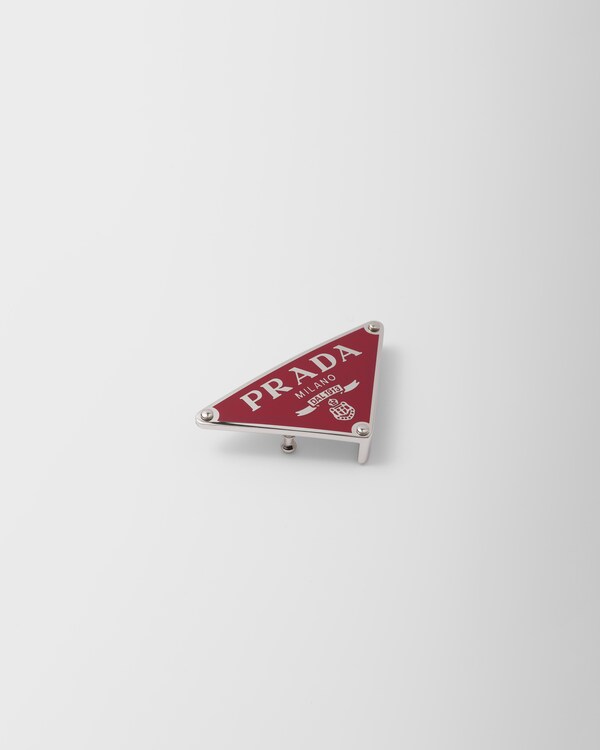 Fiery Red Enameled Metal Belt Buckle | PRADA