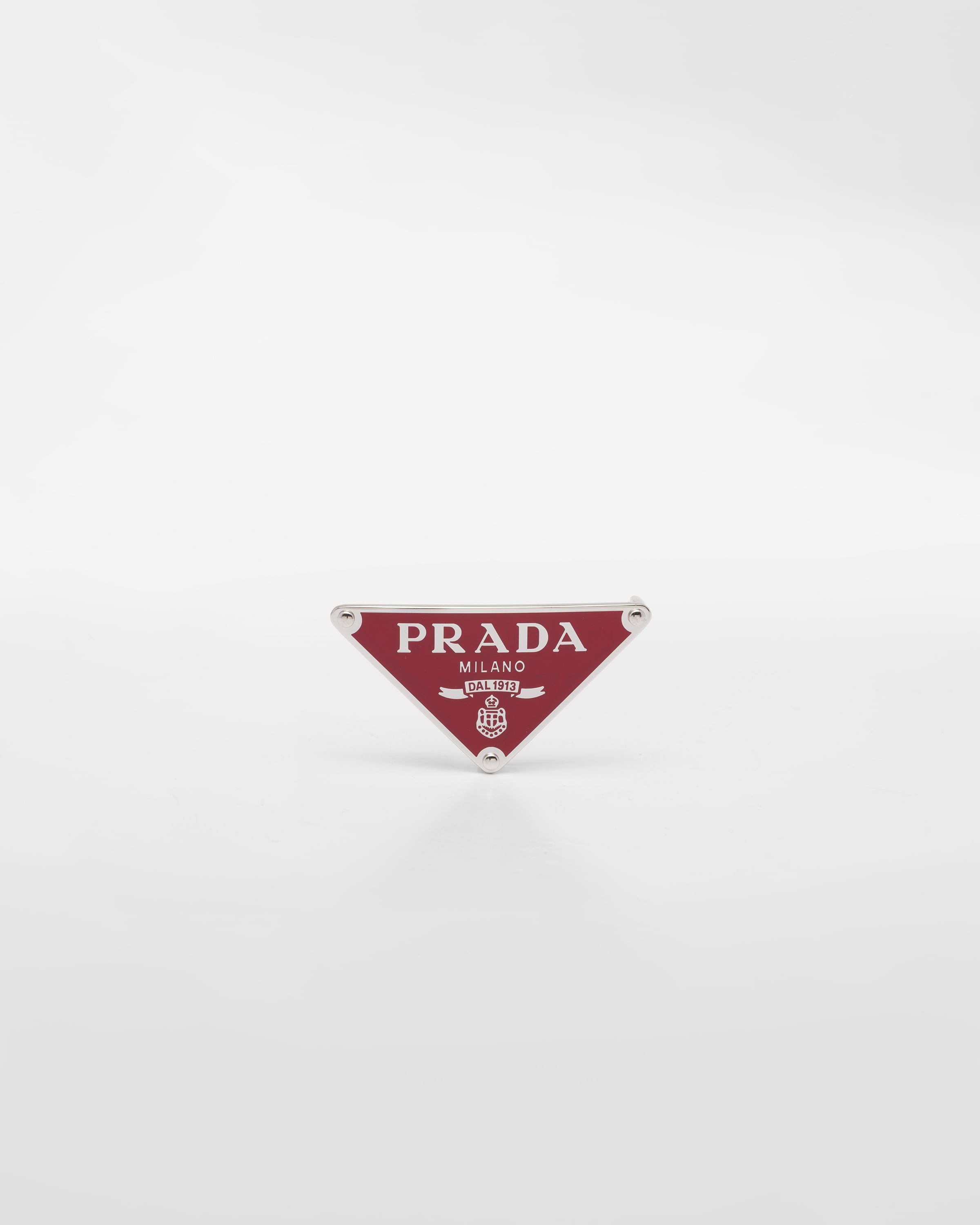 Fiery Red Enameled Metal Belt Buckle | PRADA