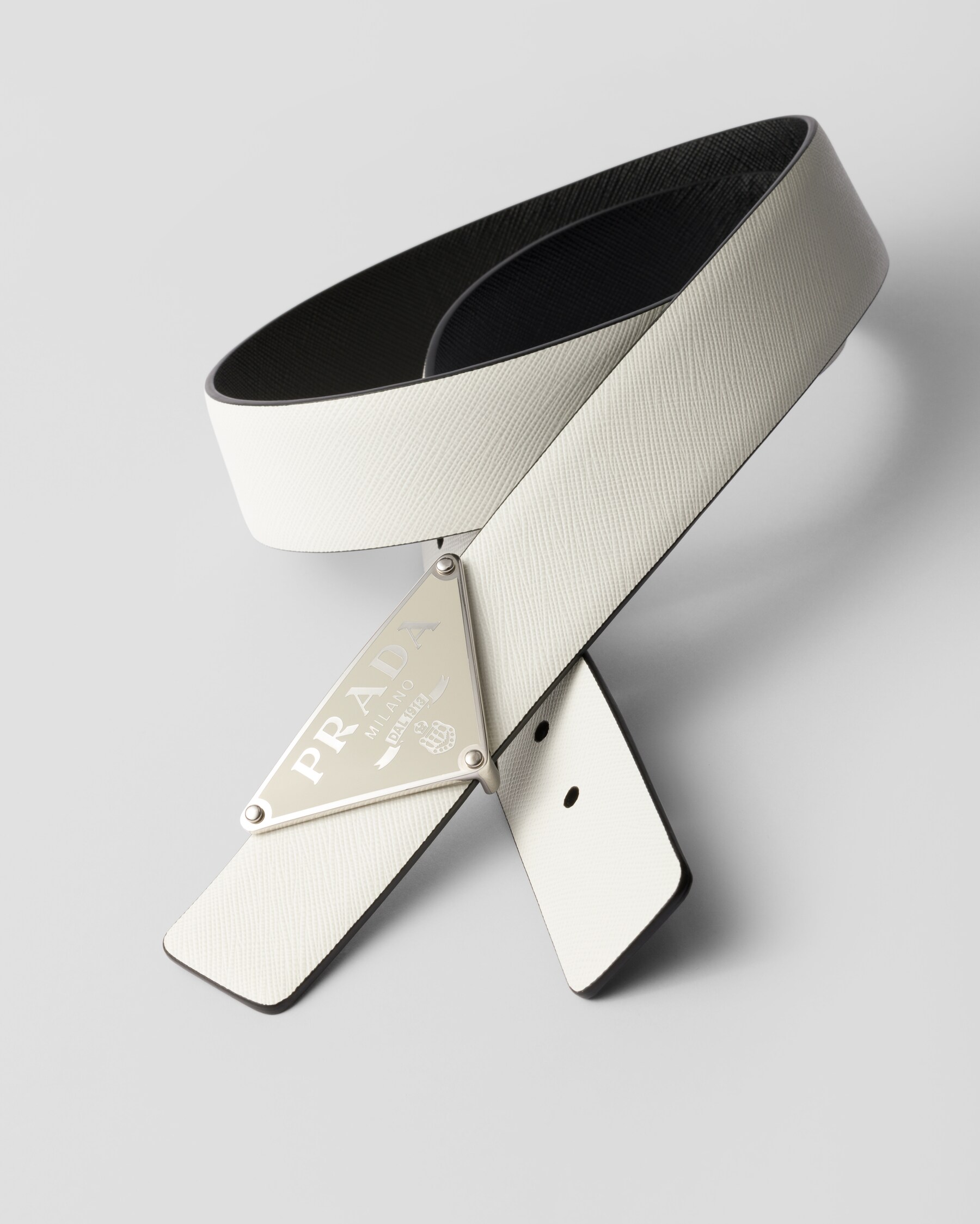 White Enameled-metal Belt Buckle | PRADA