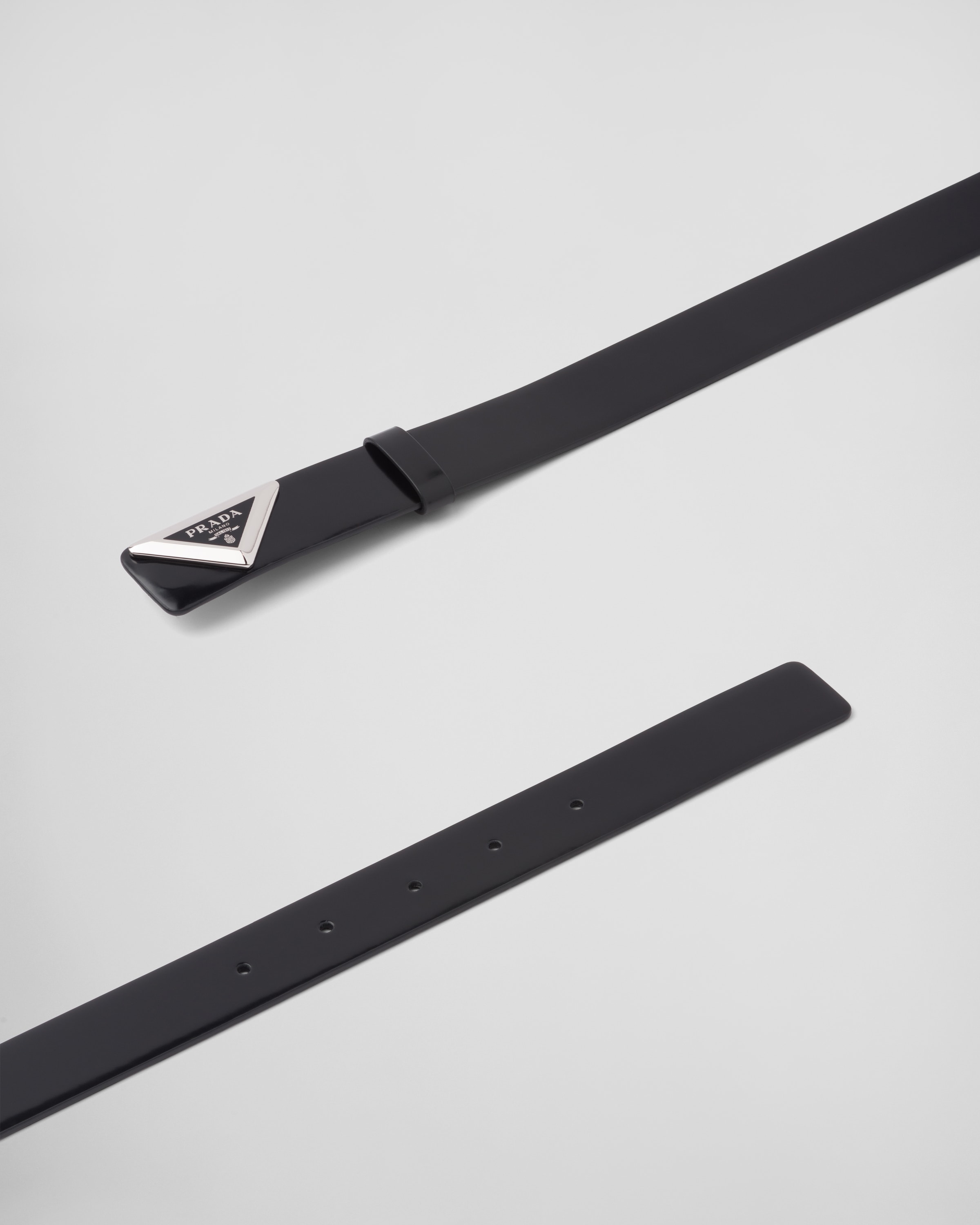 Black Brushed Leather Belt | PRADA