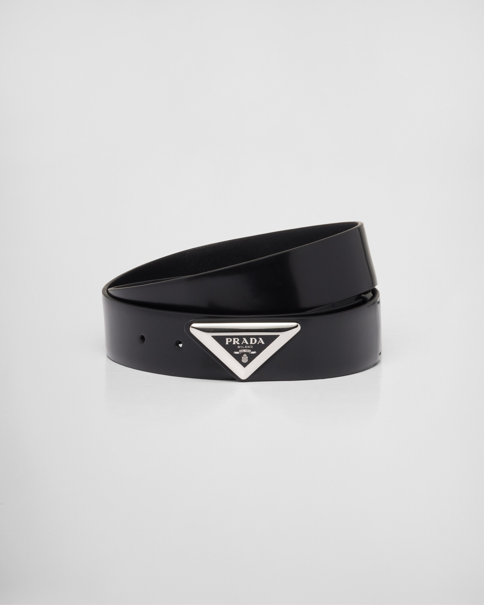 Black Brushed Leather Belt | PRADA