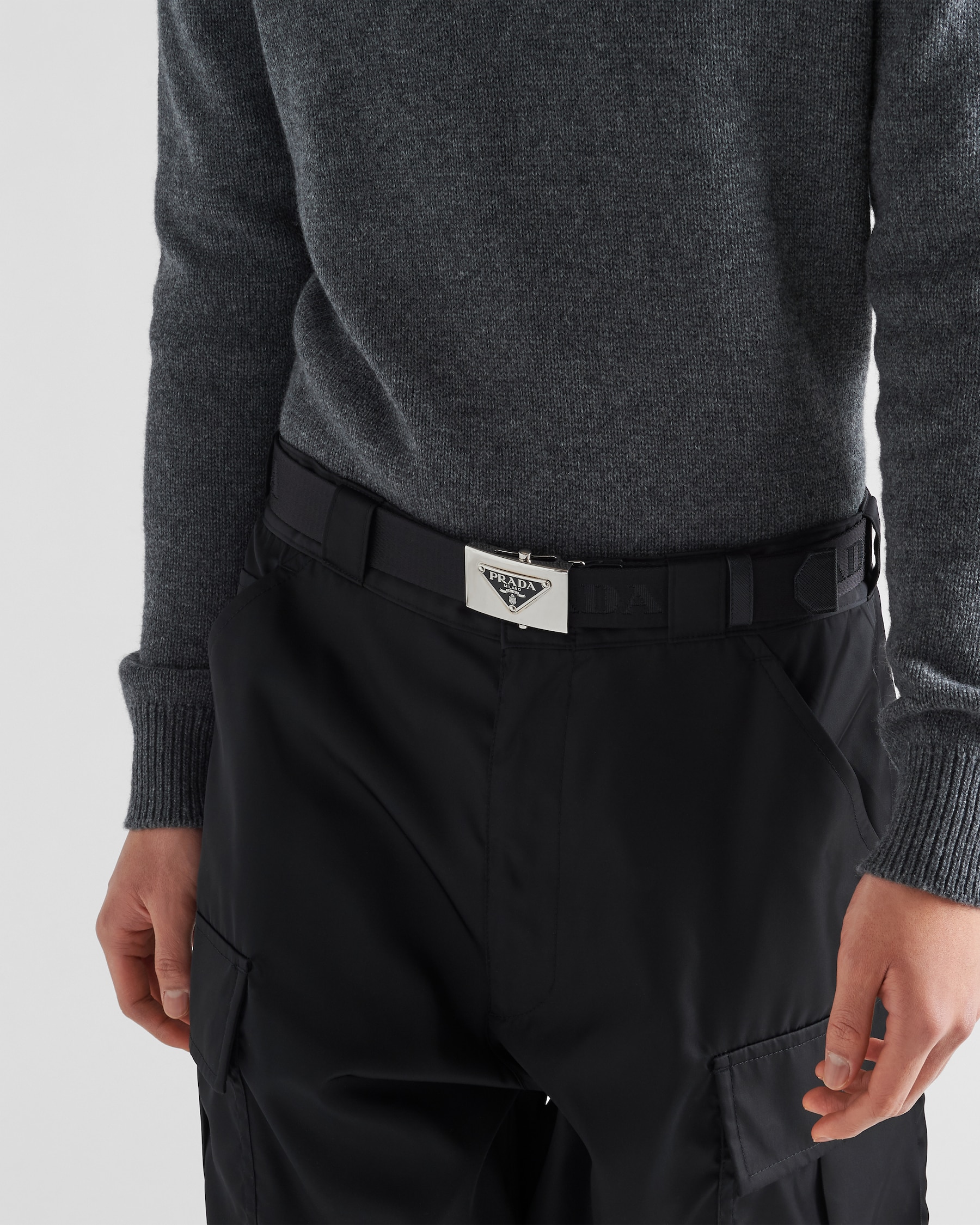 Black Woven Re-nylon Belt | PRADA