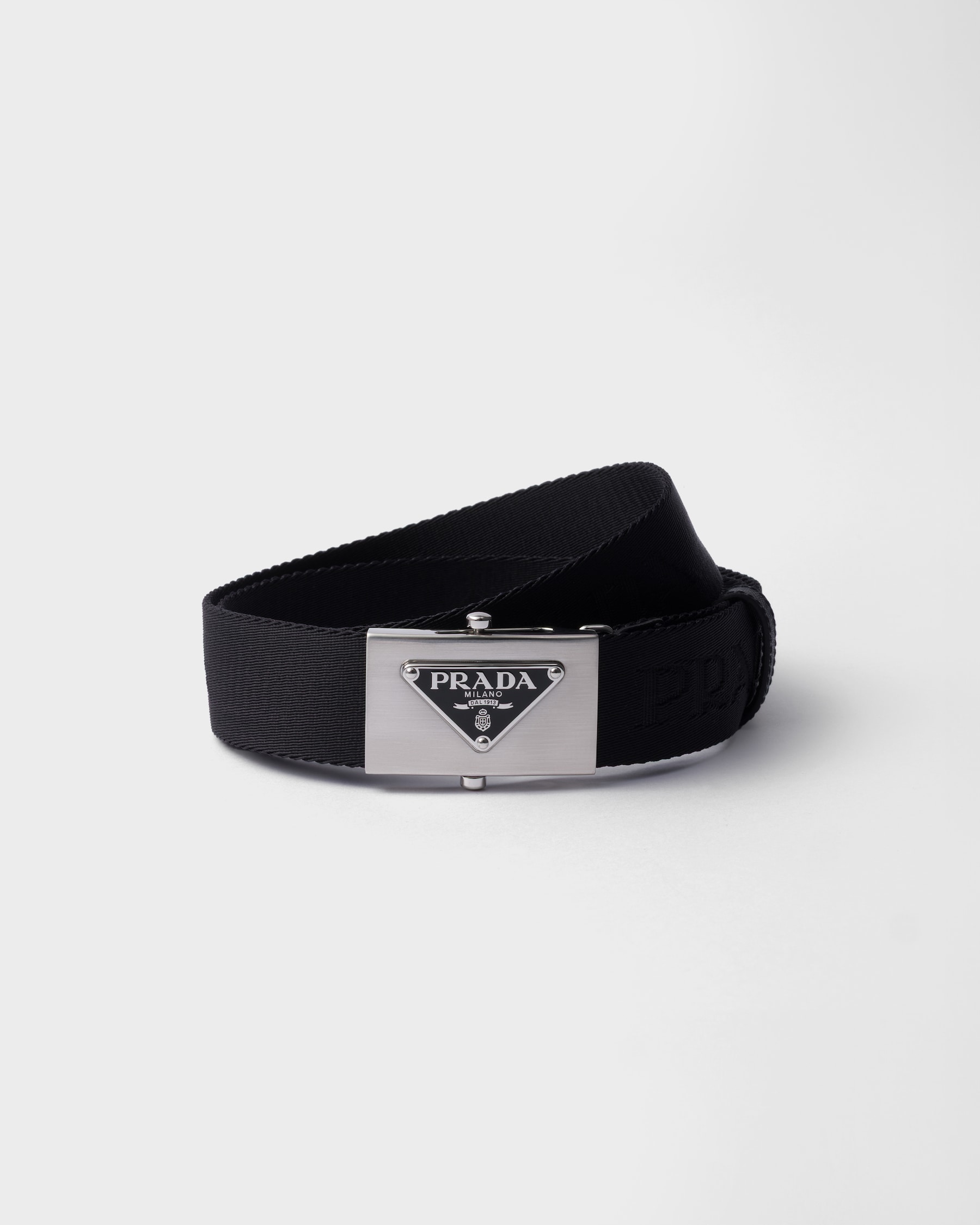 Black Woven Re-nylon Belt | PRADA