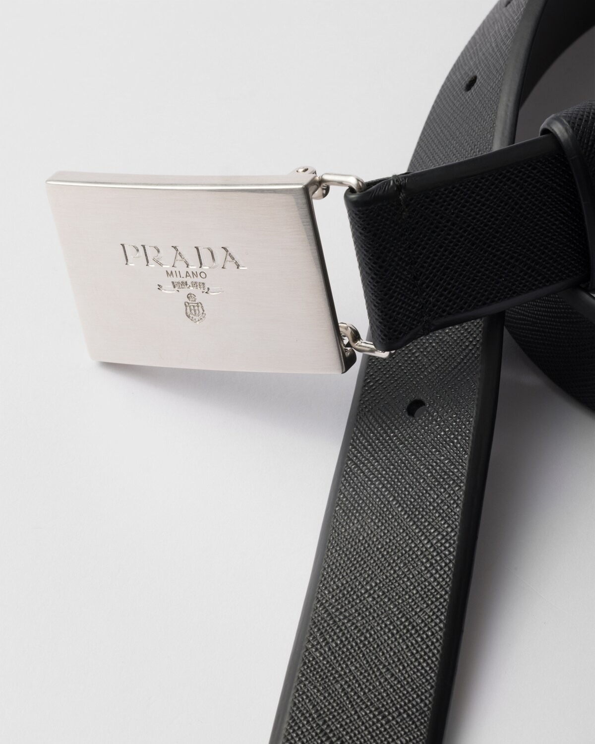 Black Saffiano Leather Belt | PRADA - United States