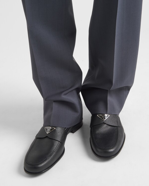 Black Saffiano Leather Loafers | PRADA