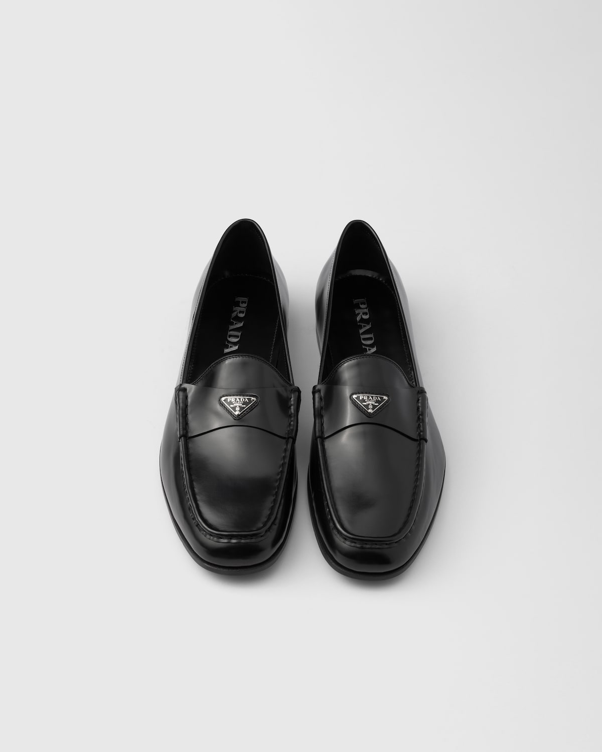 Black Brushed Leather Loafers | PRADA