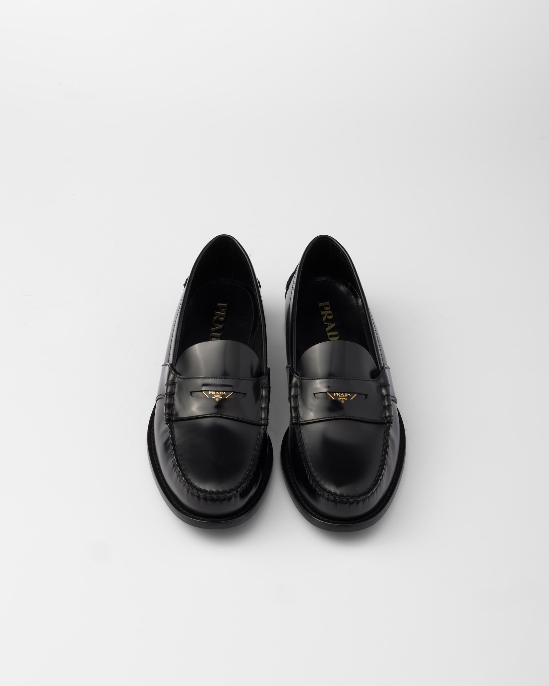 Black Brushed Leather Loafers | PRADA