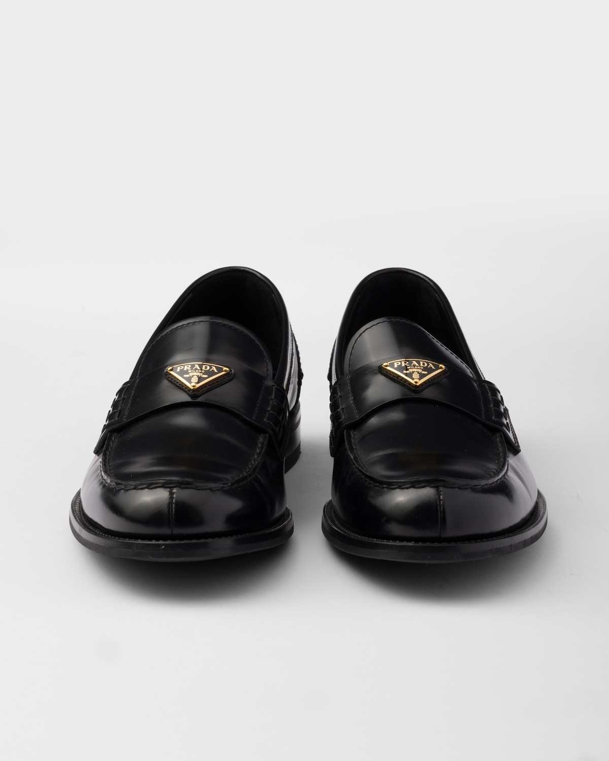 Black Brushed Leather Loafers | PRADA
