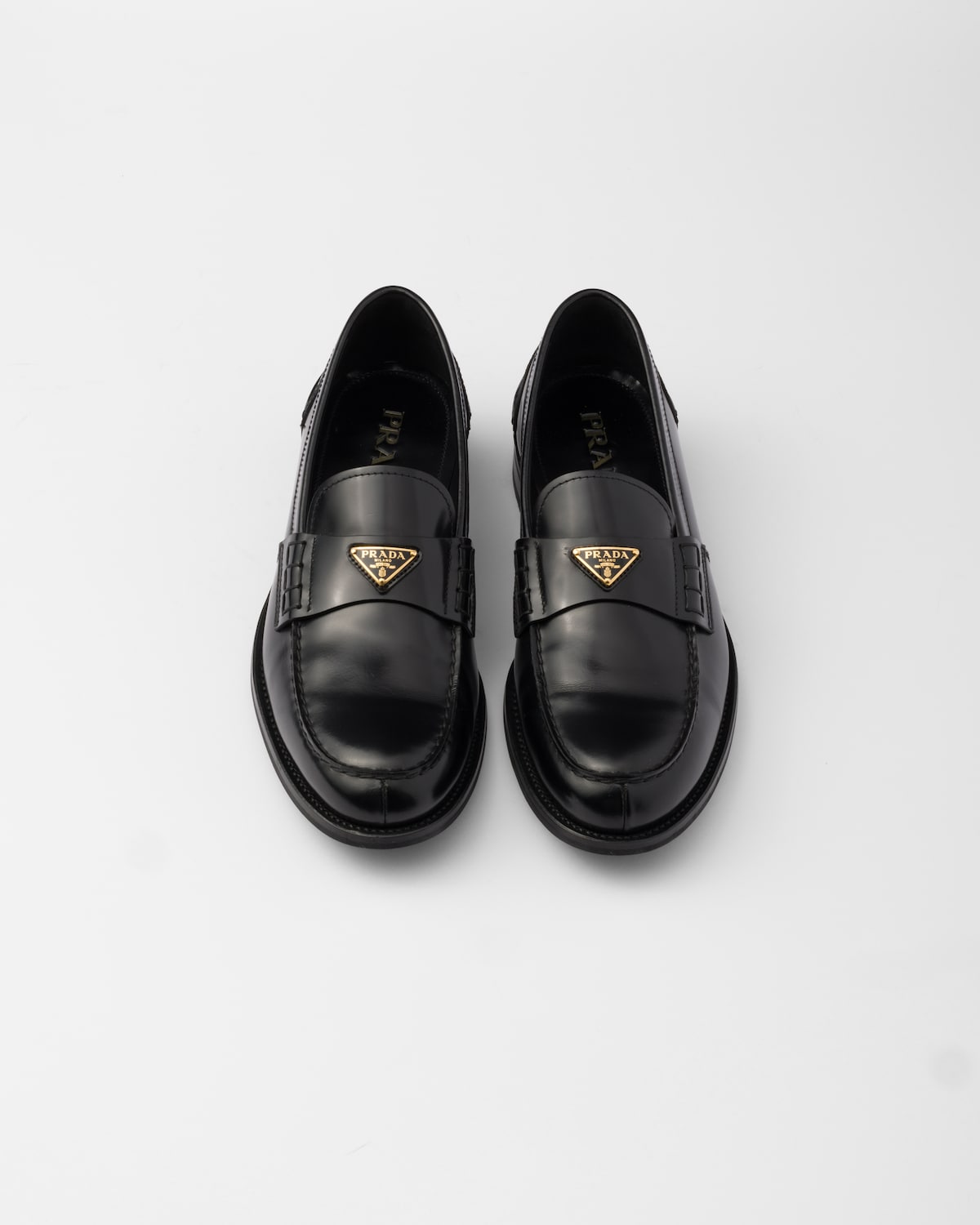 Black Brushed Leather Loafers | PRADA
