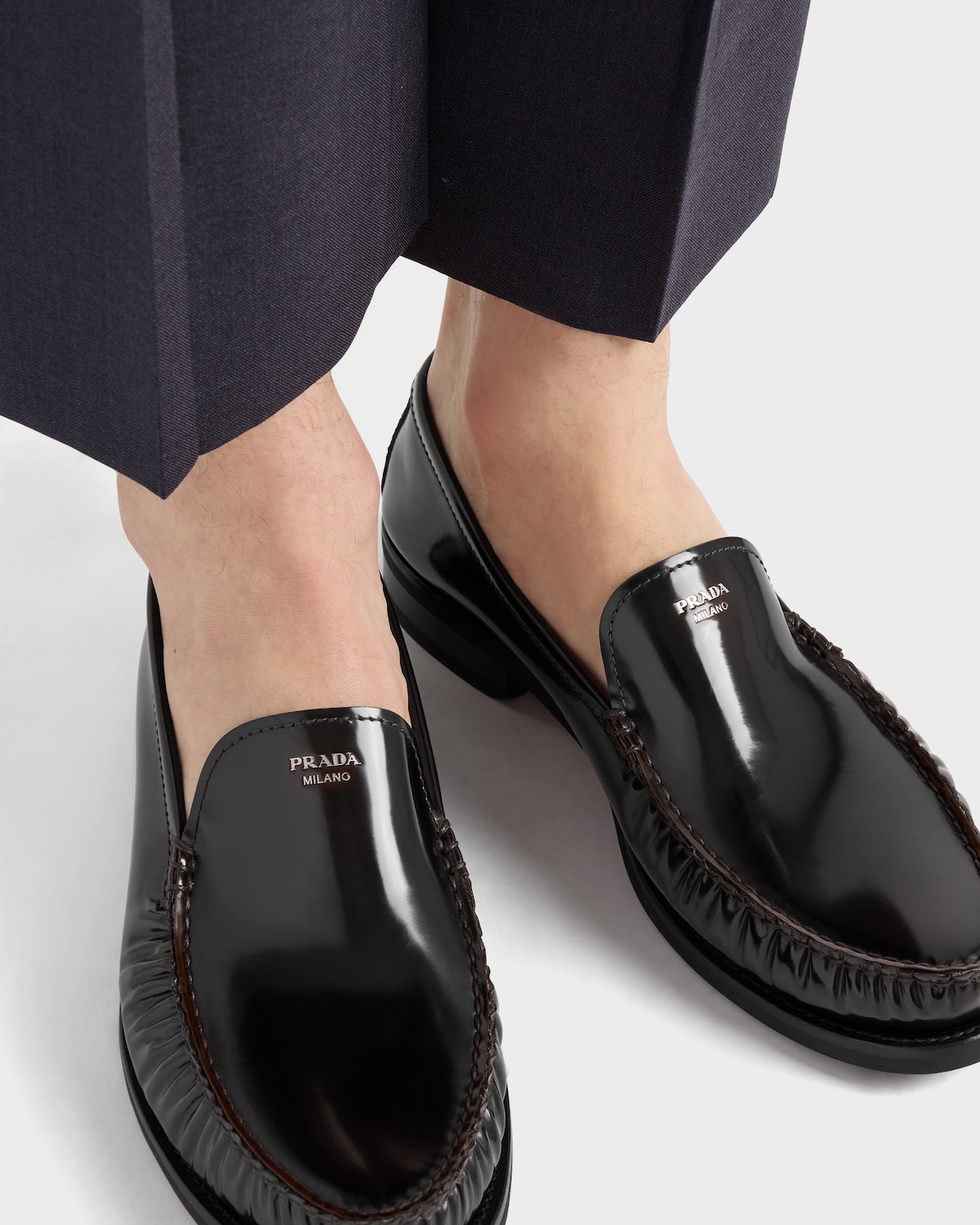 Sienna Brushed Leather Loafers | PRADA - United Kingdom