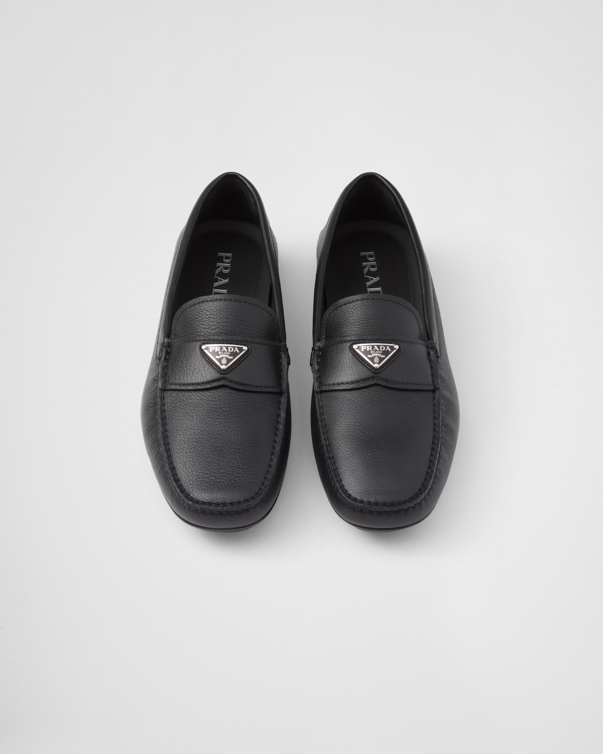 Black Leather Driving Shoes | PRADA - United States