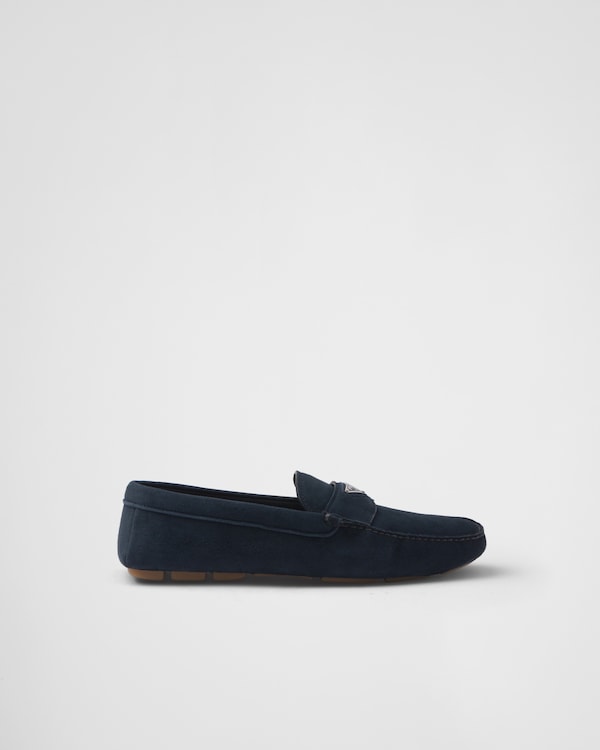 Navy Suede Driving Shoes | PRADA