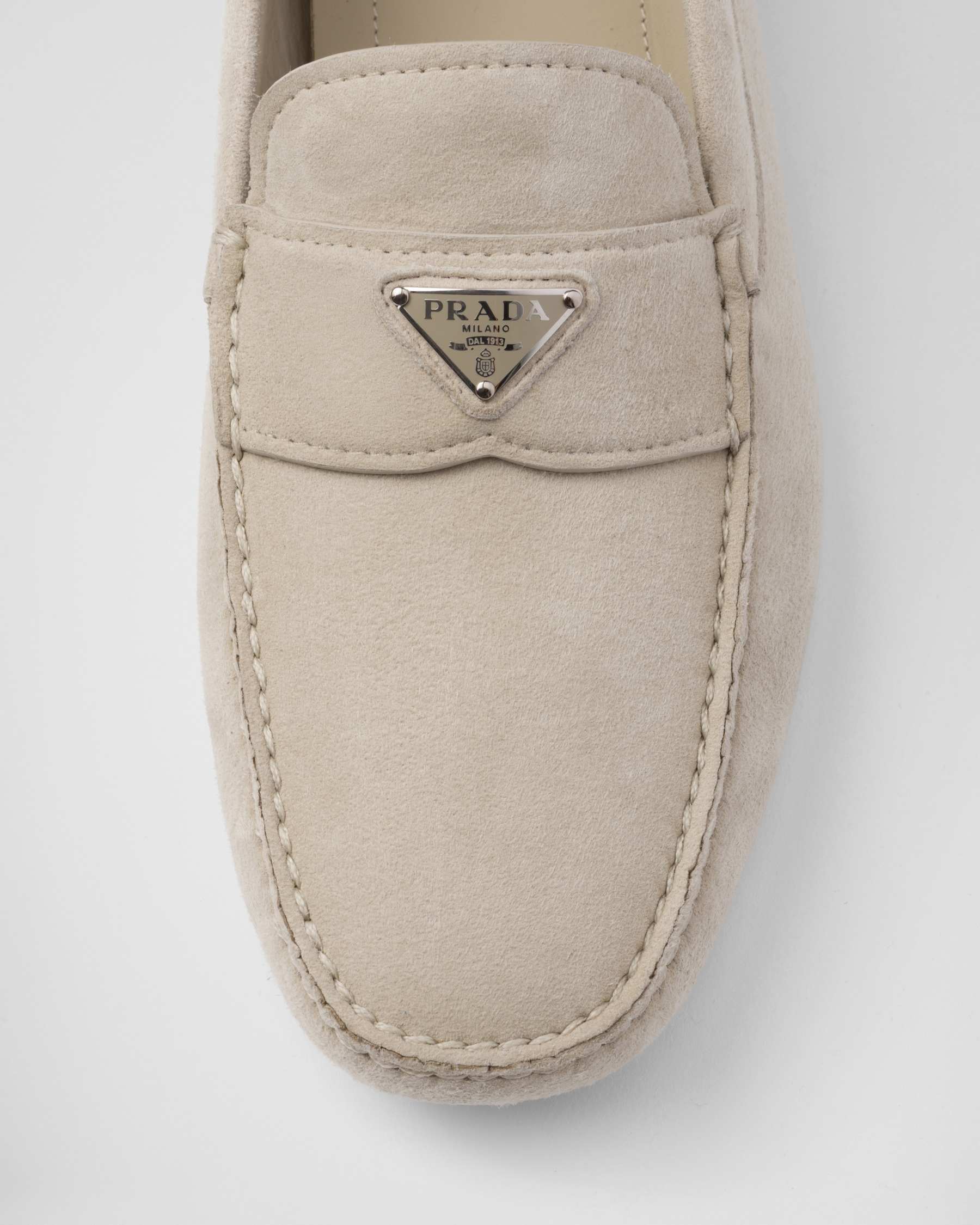 Pumice Stone Suede Driving Shoes | PRADA