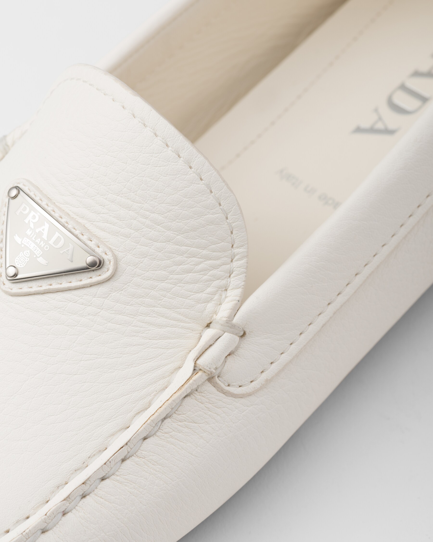 Ivory Leather Driving Shoes | PRADA