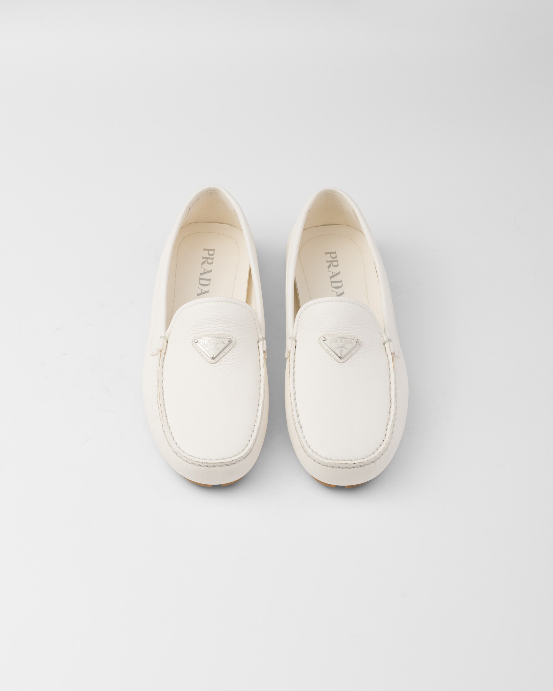 Ivory Leather Driving Shoes | PRADA