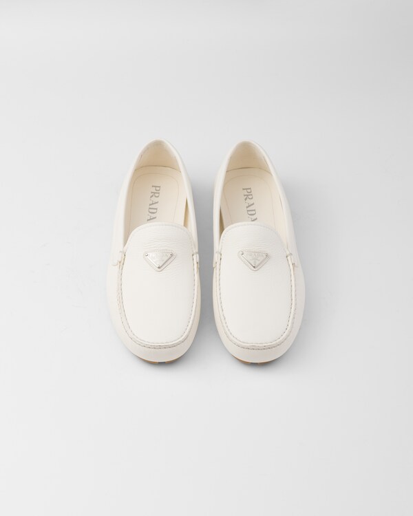 Ivory Leather Driving Shoes | PRADA