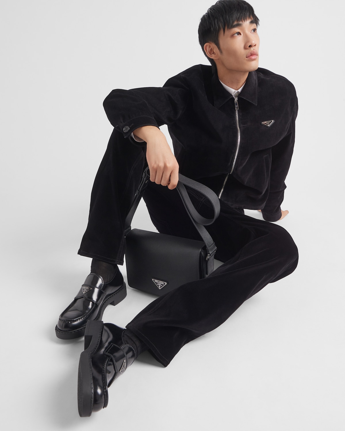 Black Chocolate Brushed Leather Loafers | PRADA - United States