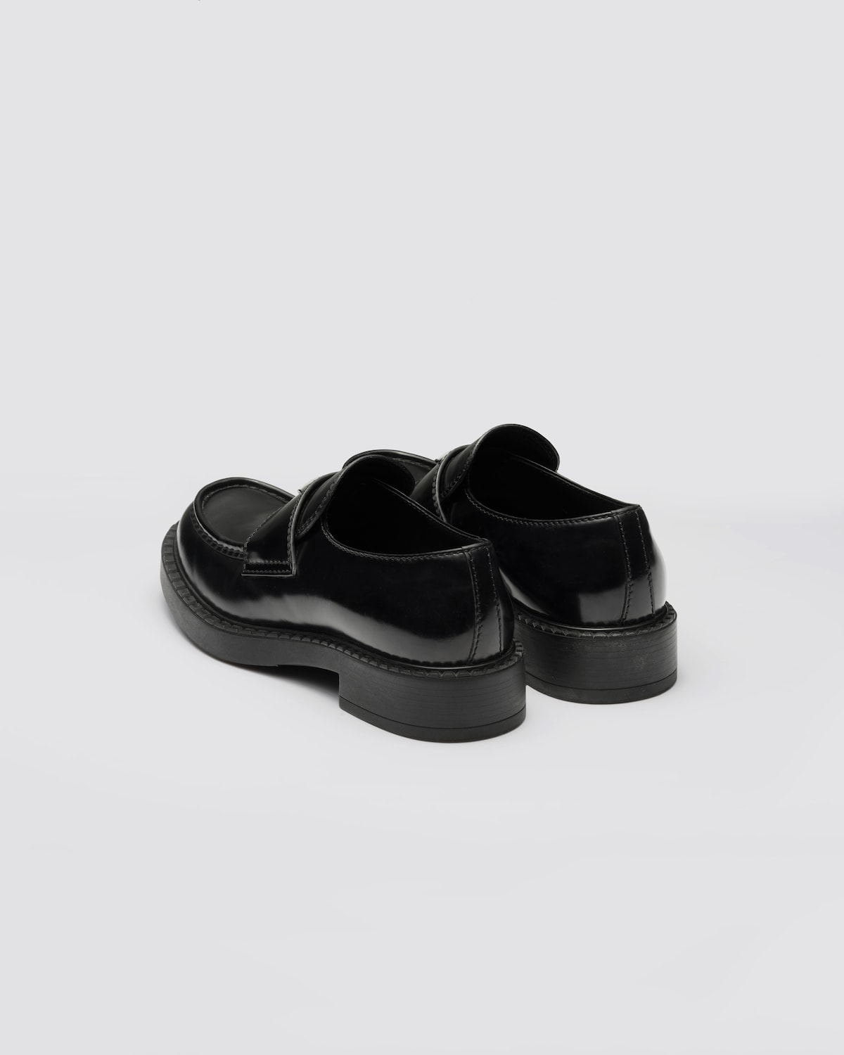 Black Chocolate Brushed Leather Loafers | PRADA - United States