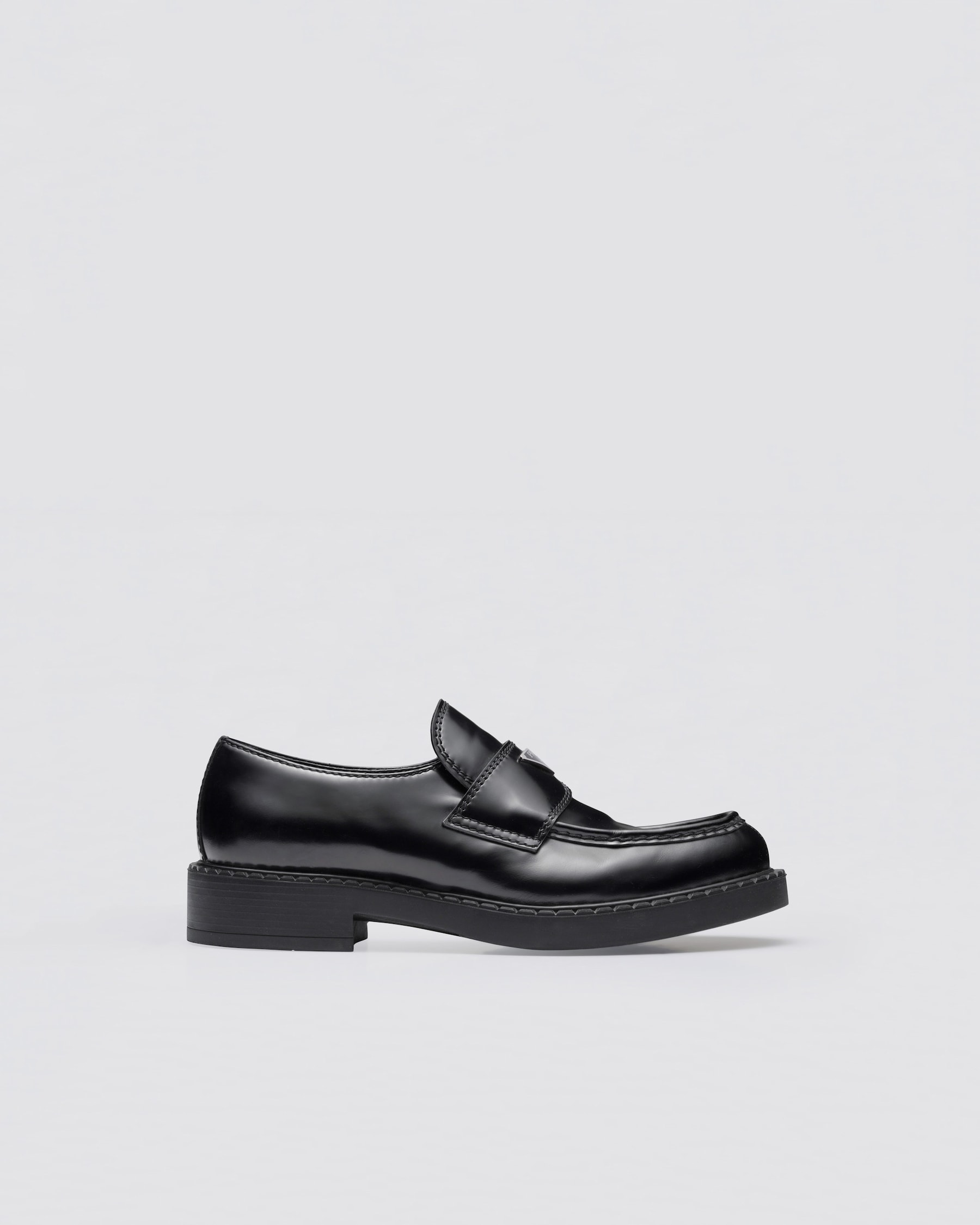 Black Chocolate Brushed Leather Loafers | PRADA