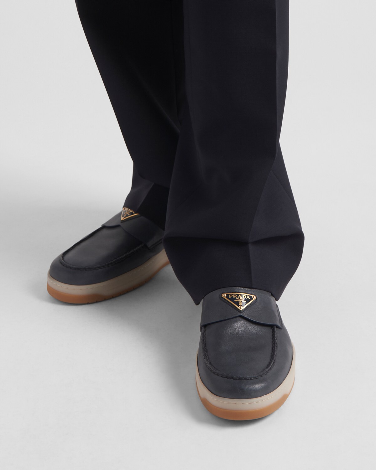 Baltic Blue Nappa Leather Loafers | PRADA