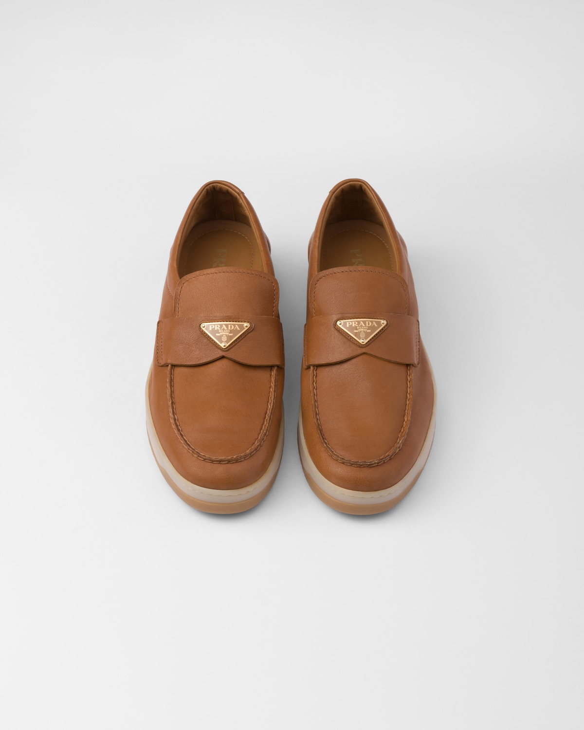 Caramel Nappa Leather Loafers | PRADA