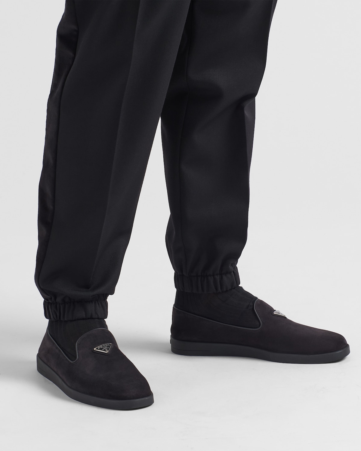 Black Suede Slippers | PRADA