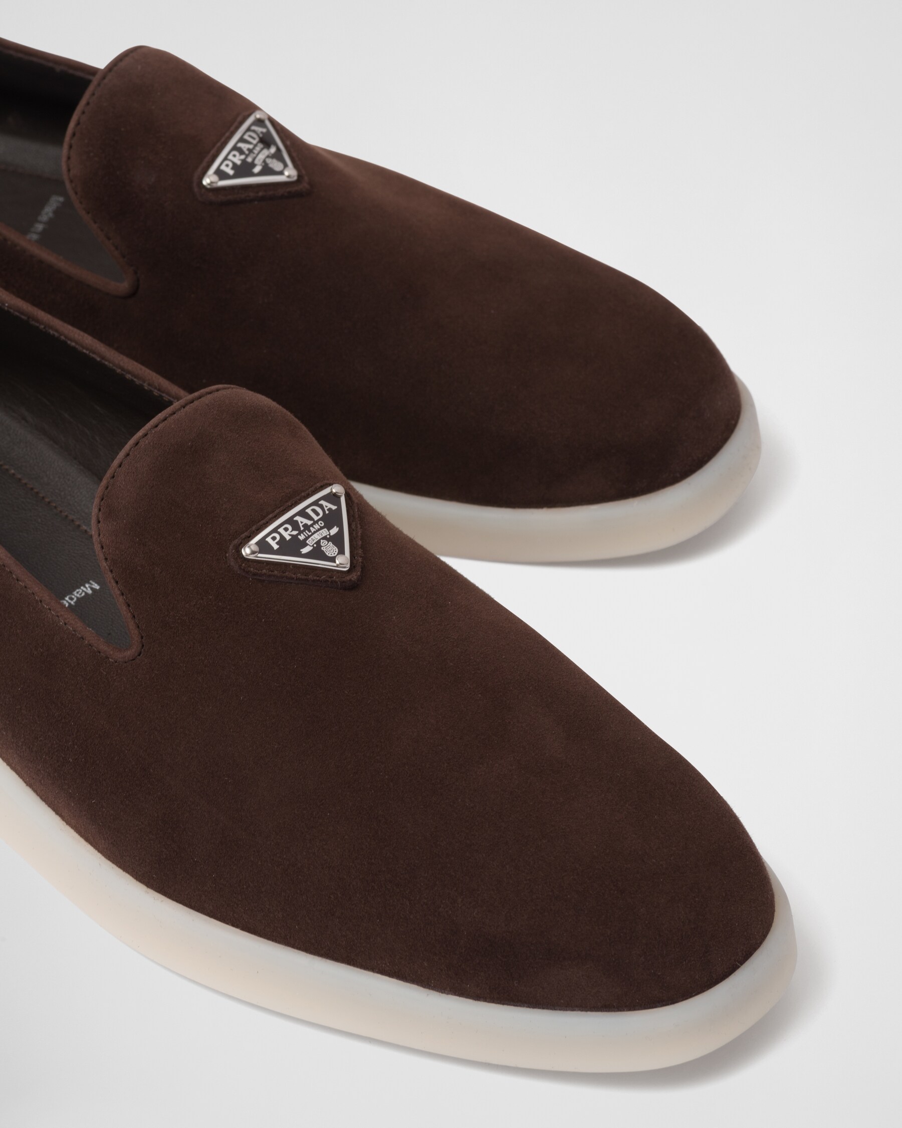 Dark Brown Suede Slippers | PRADA