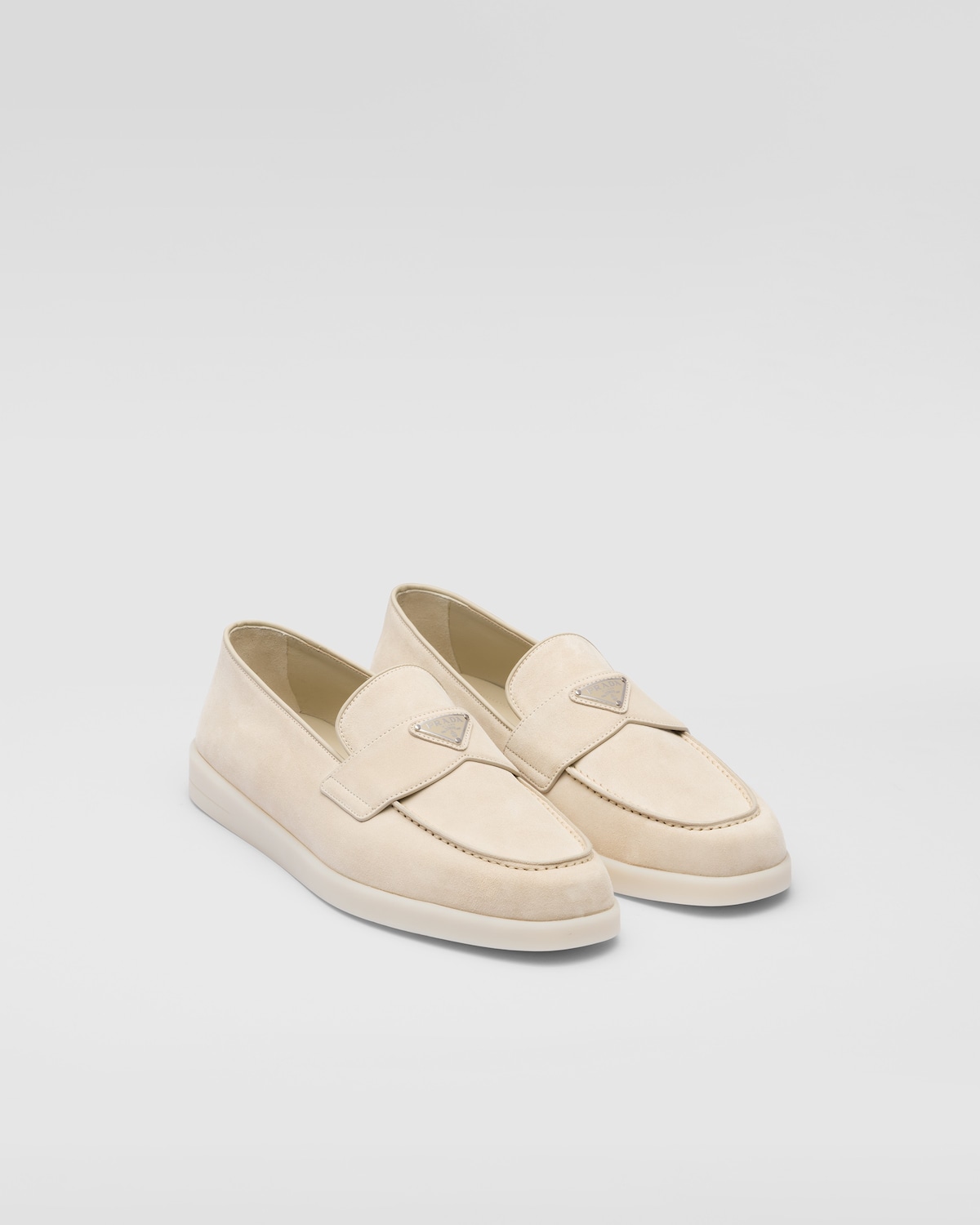 Desert Beige Suede Loafers | PRADA