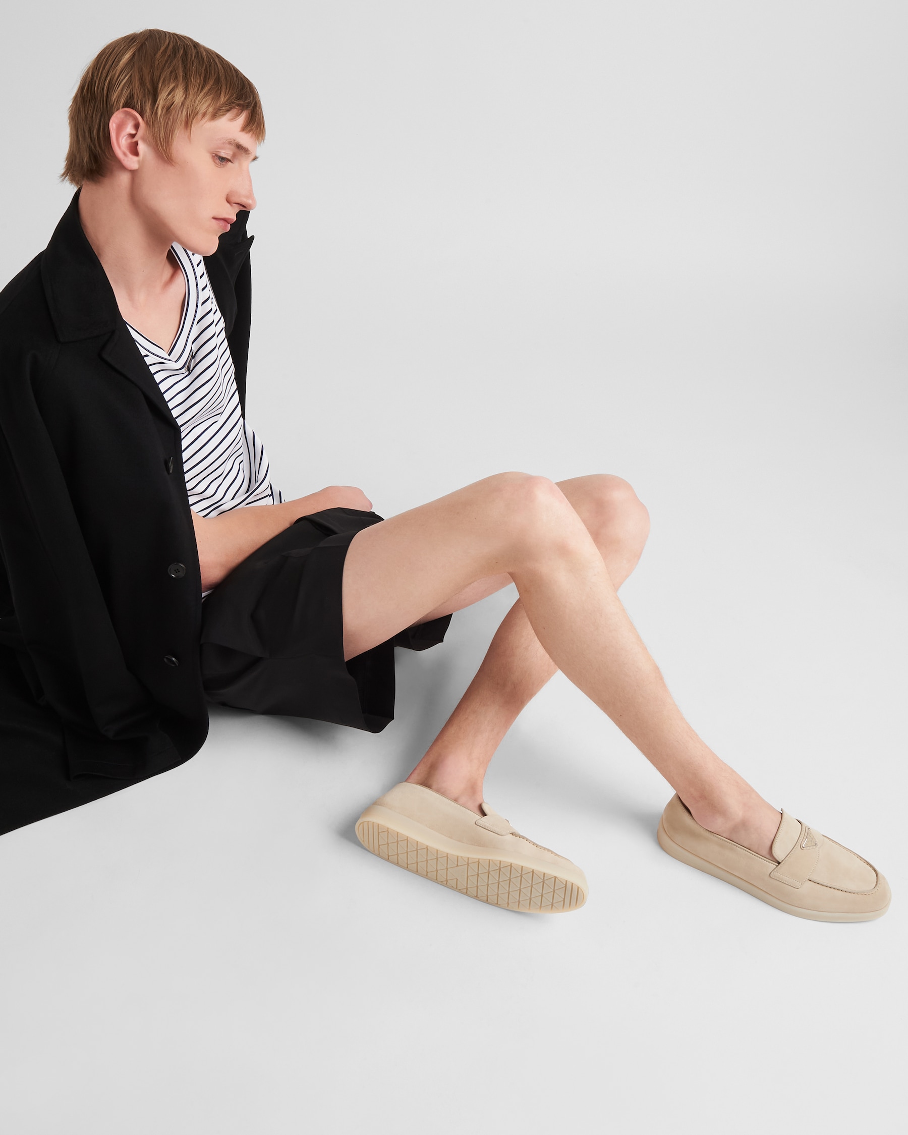 Desert Beige Suede Loafers | PRADA