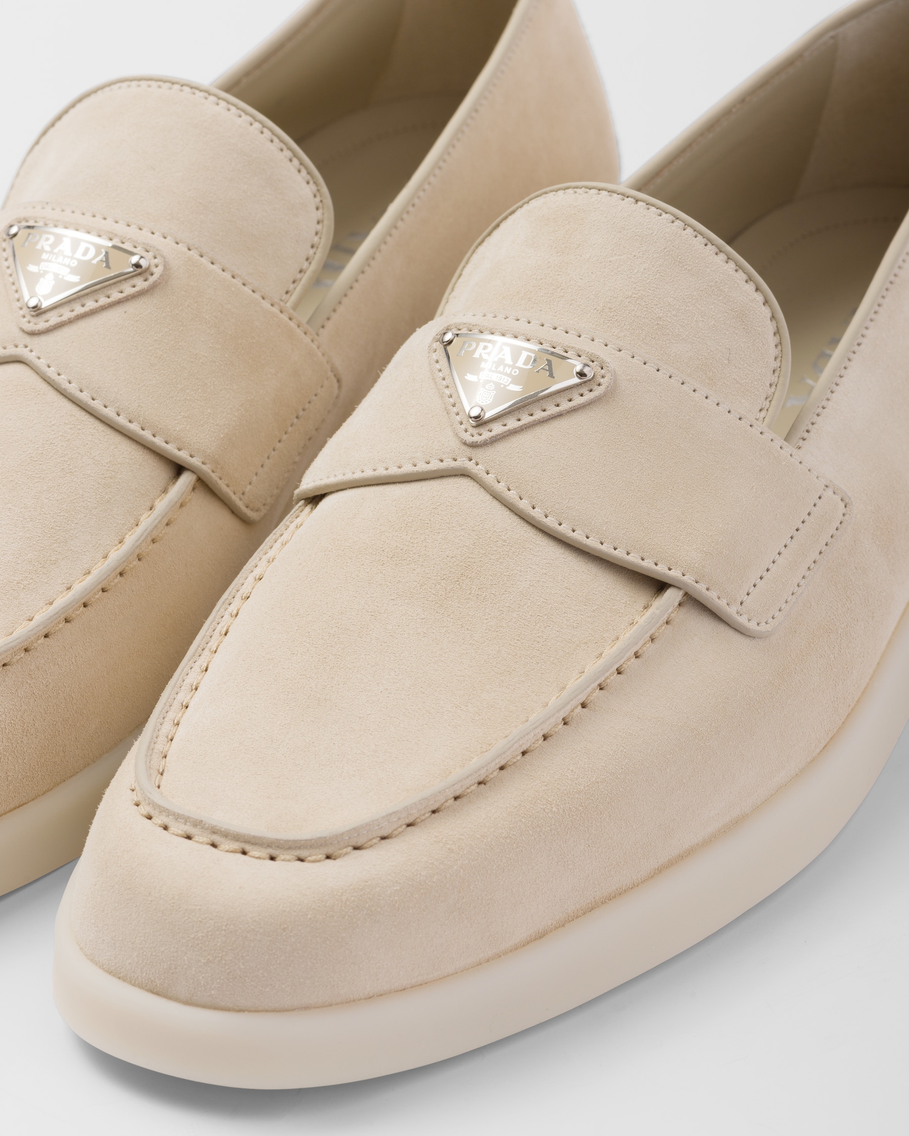 Desert Beige Suede Loafers | PRADA