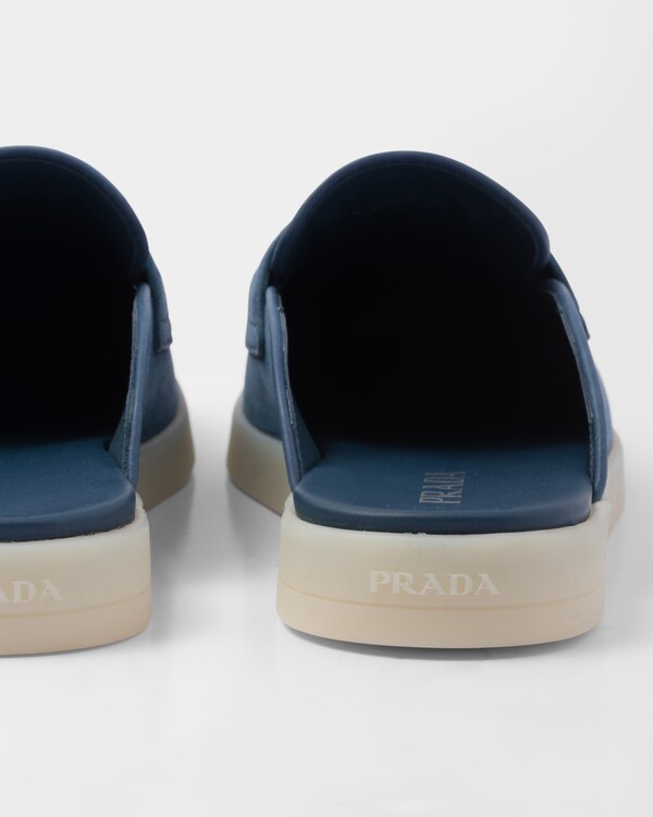 Astral Blue Suede Sabots | PRADA
