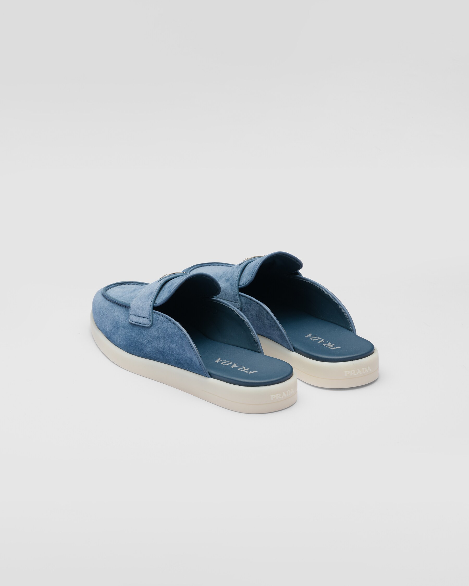 Astral Blue Suede Sabots | PRADA