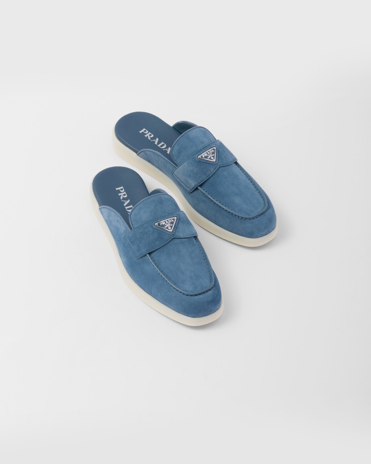 Astral Blue Suede Sabots | PRADA