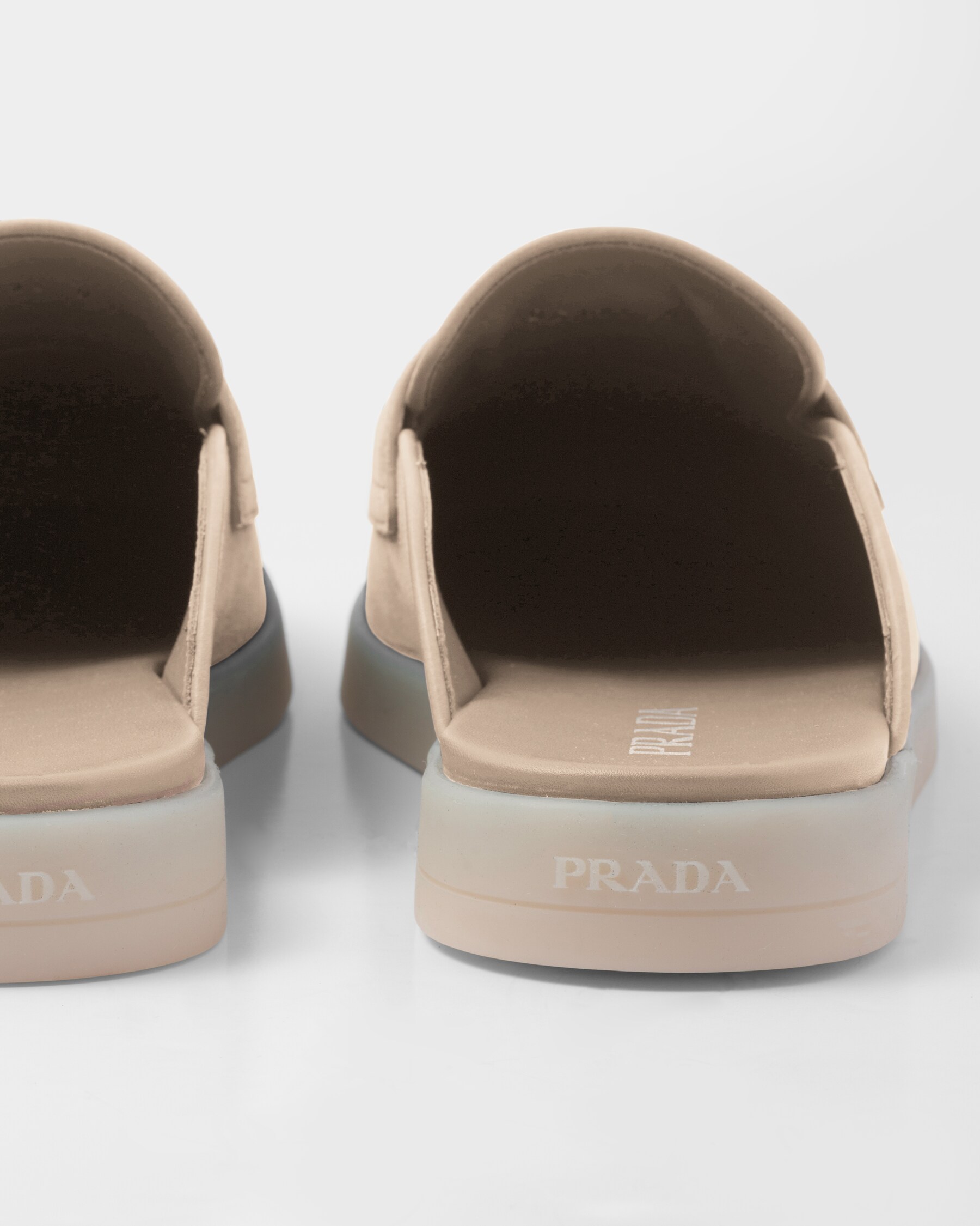 Desert Beige Suede Sabots | PRADA