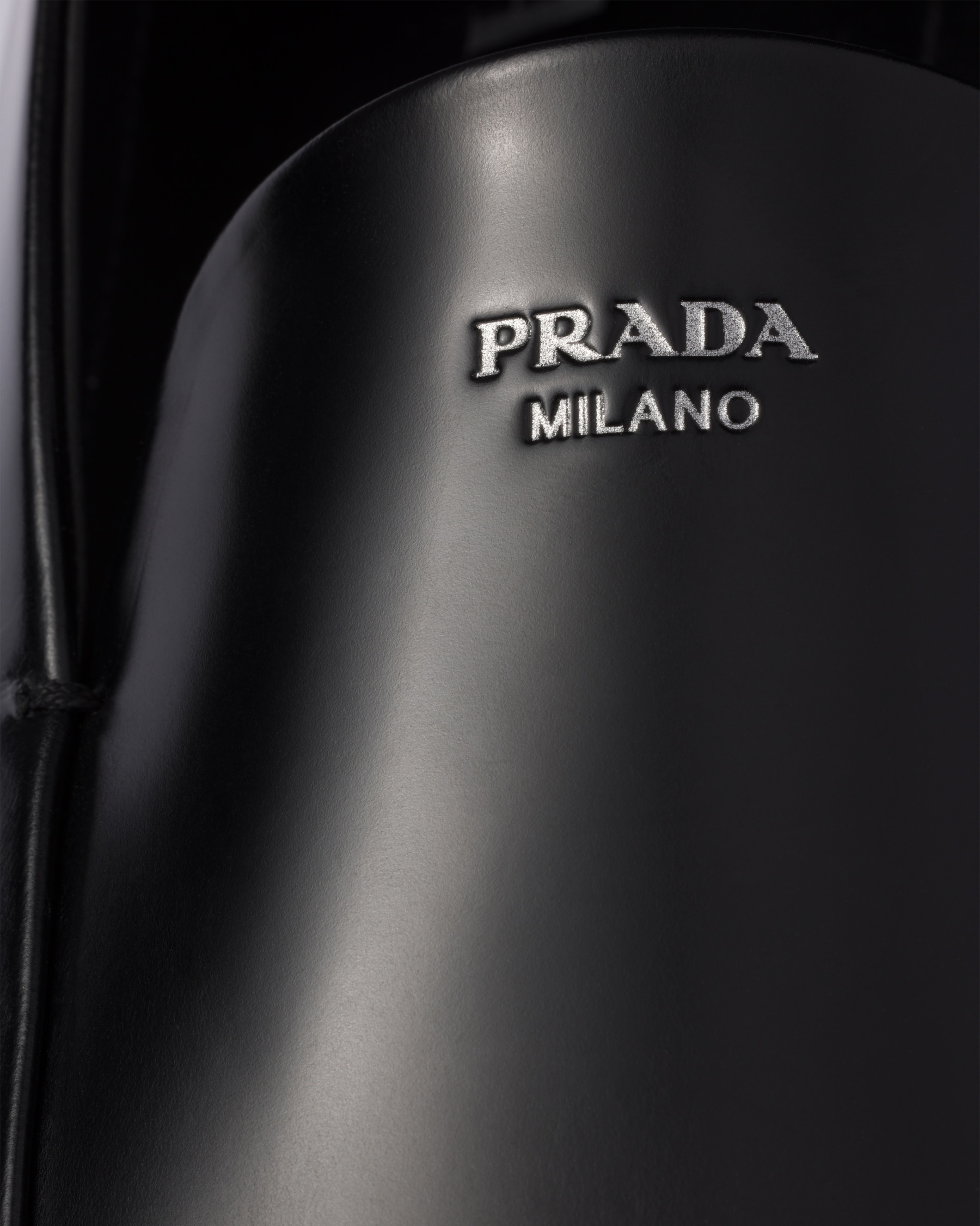 Black Brushed Leather Loafers | PRADA