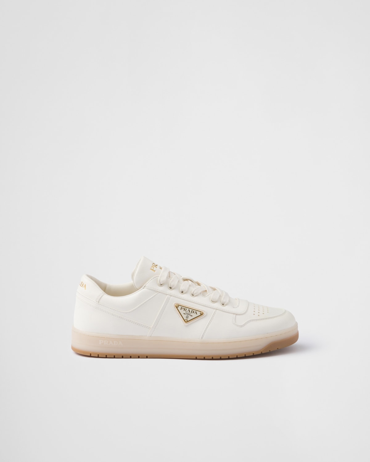 Ivory Downtown Nappa Leather Sneakers | PRADA - United States