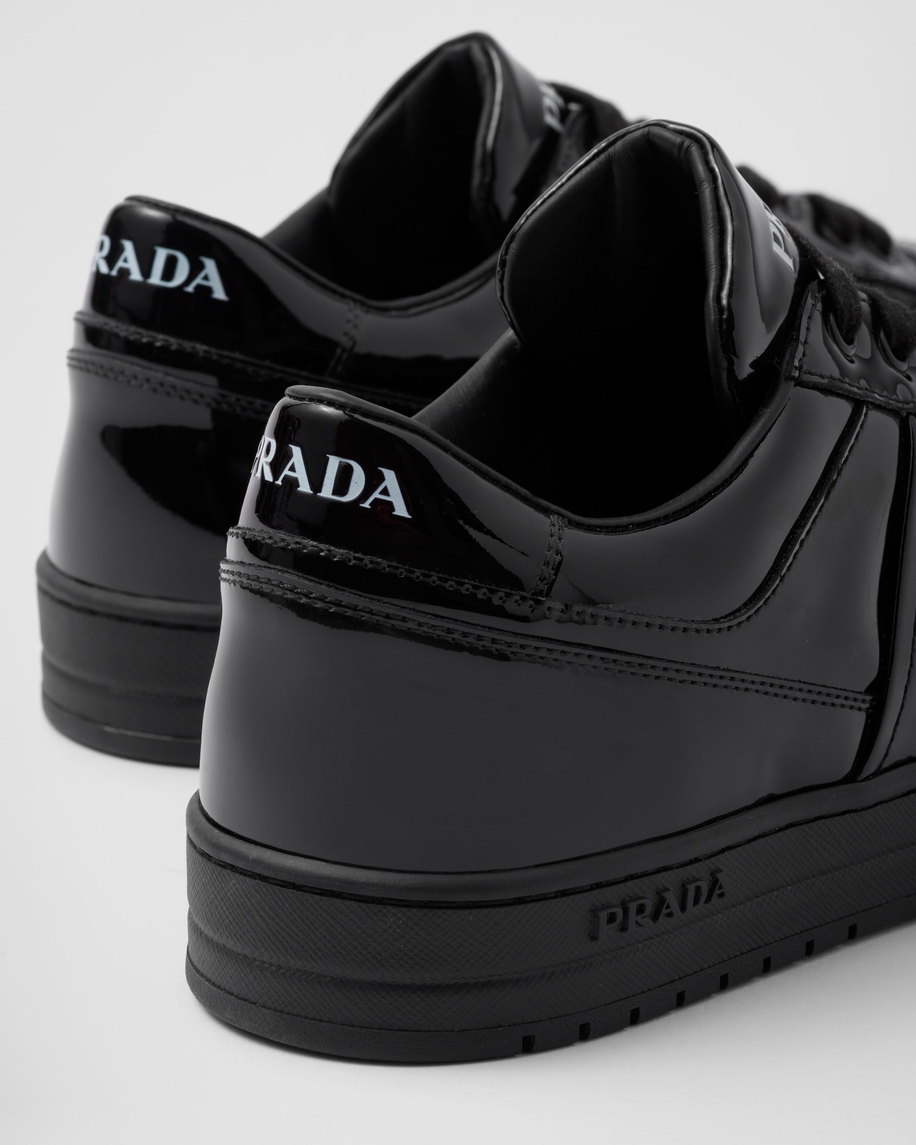 Black Downtown Patent Leather Sneakers | PRADA